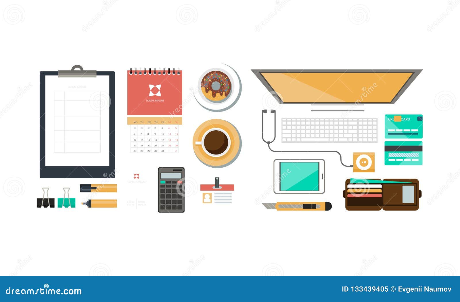 Office Workplace, Organization of Working Space, View from Above Vector ...