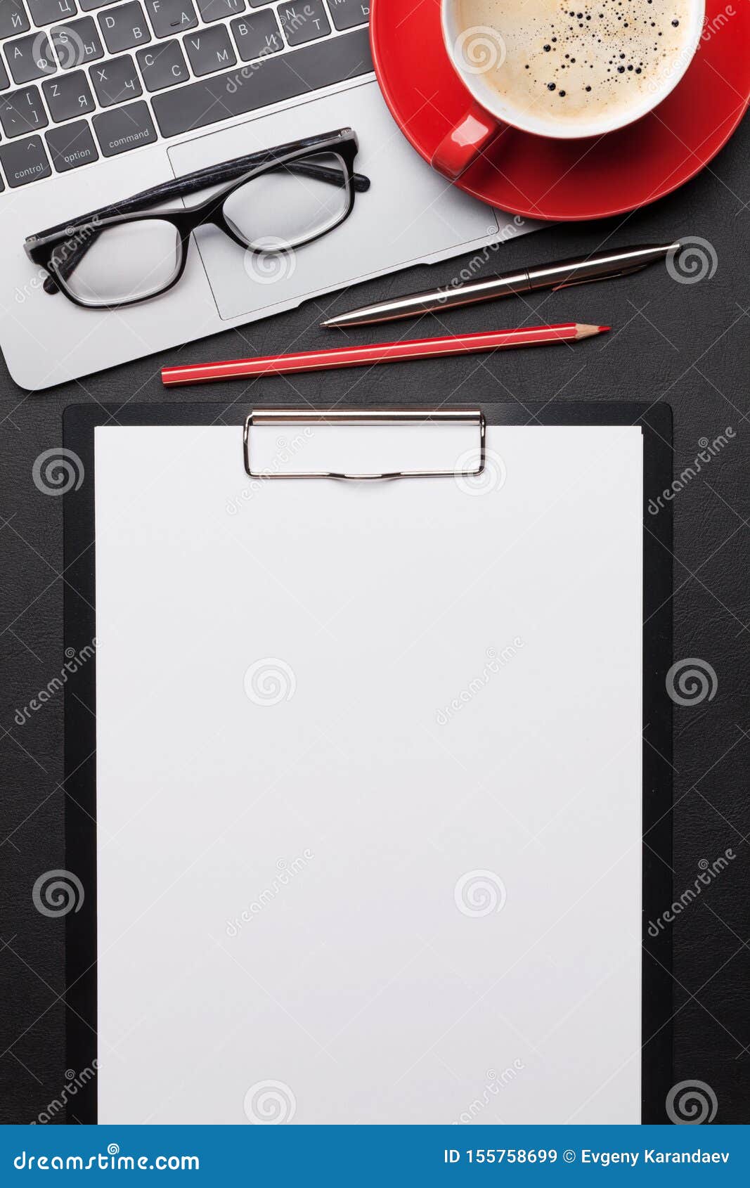 Office Workplace Table with Blank Paper Page Stock Image - Image of ...