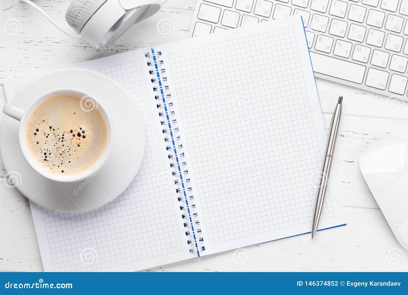 Office Workplace Table with Notepad Stock Photo - Image of calendar ...