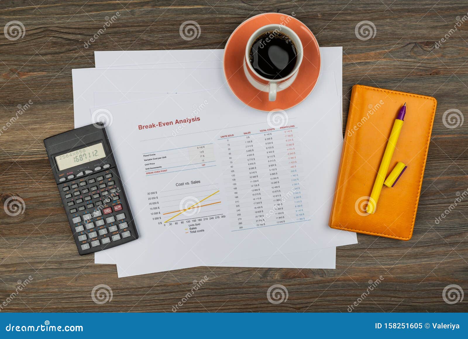Office Workplace Table with Report Pages Stock Image - Image of message ...