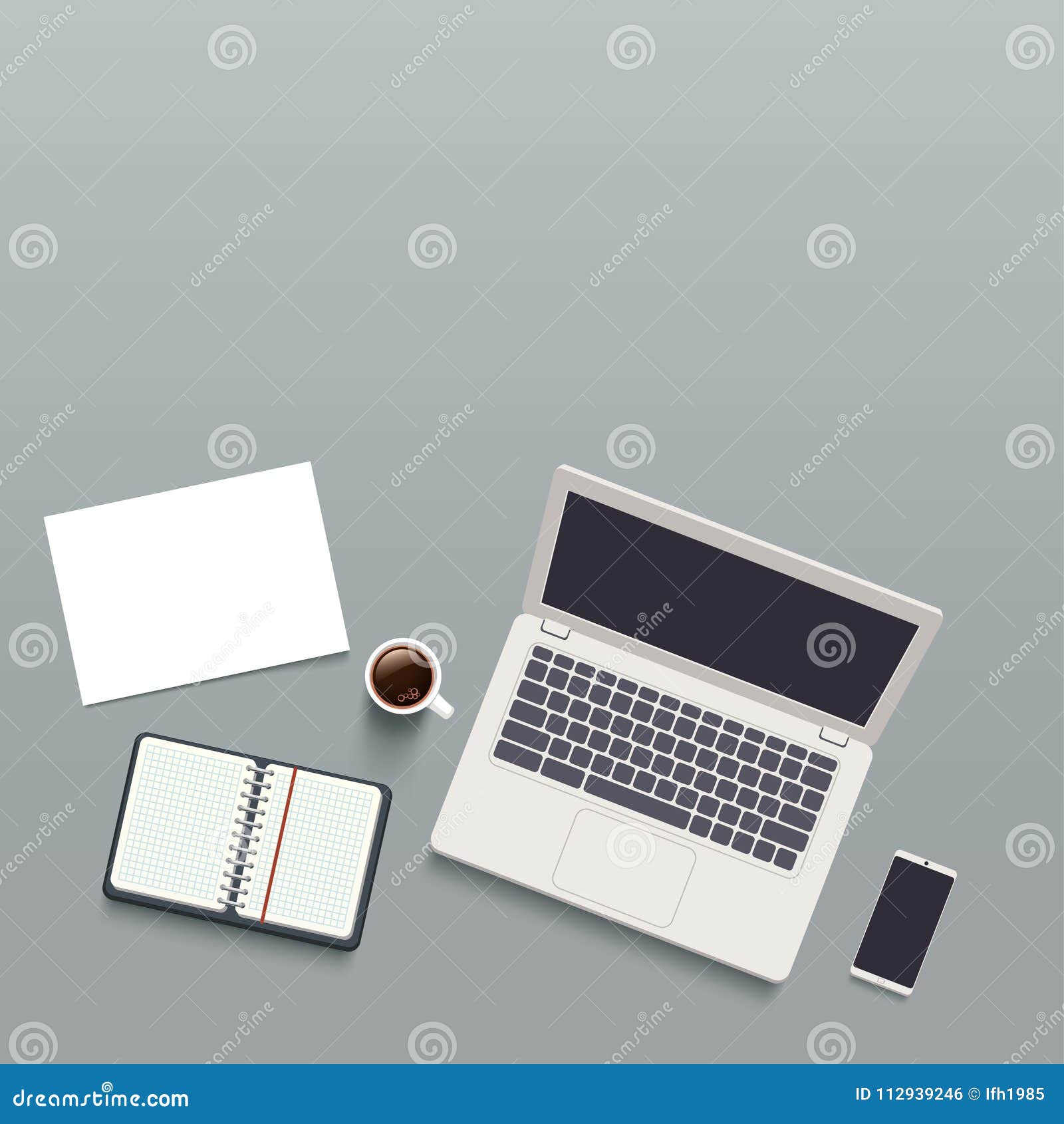 Workplace. Top View Of Wooden Desk With A Computer And Typing Hands ...