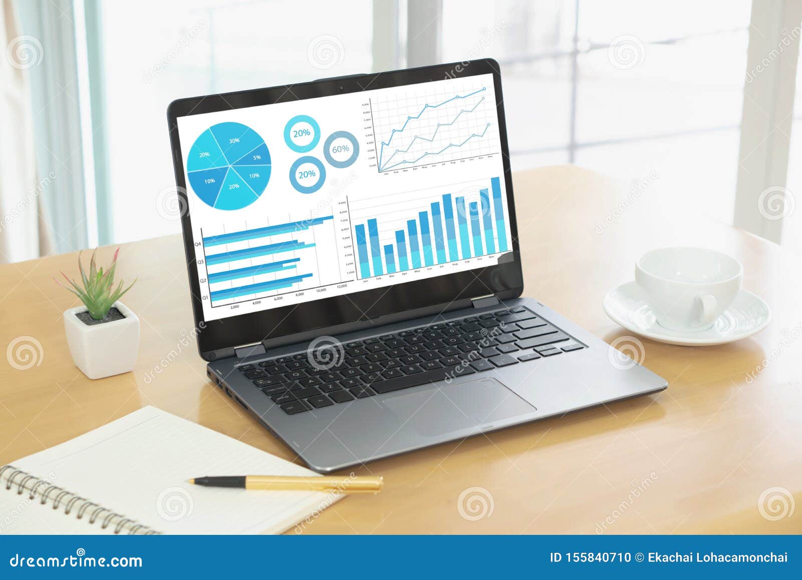Office Workspace. Close-up of Desk Stock Photo - Image of concept, data ...