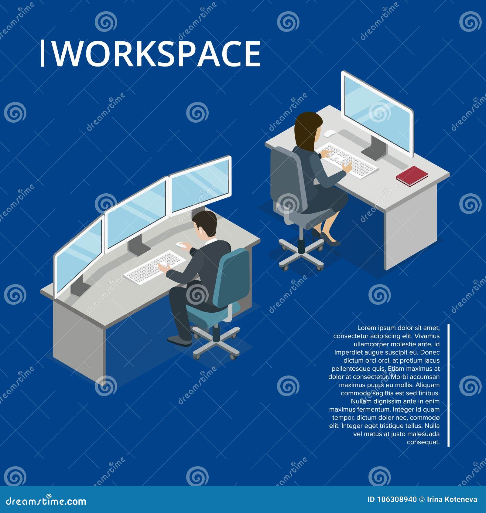 Set Busy Employees Loaded With Hard Work In Office. Business People ...