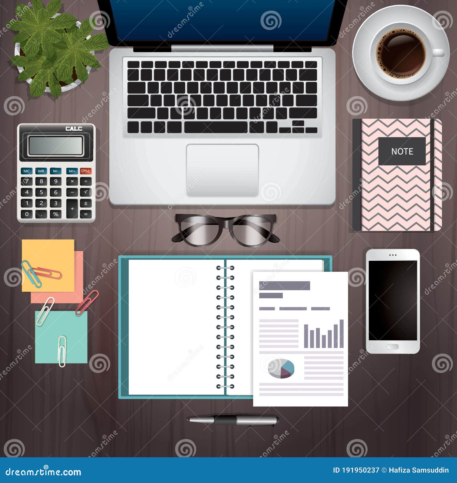 Office Workspace Design. Vector Illustration Decorative Design Stock ...