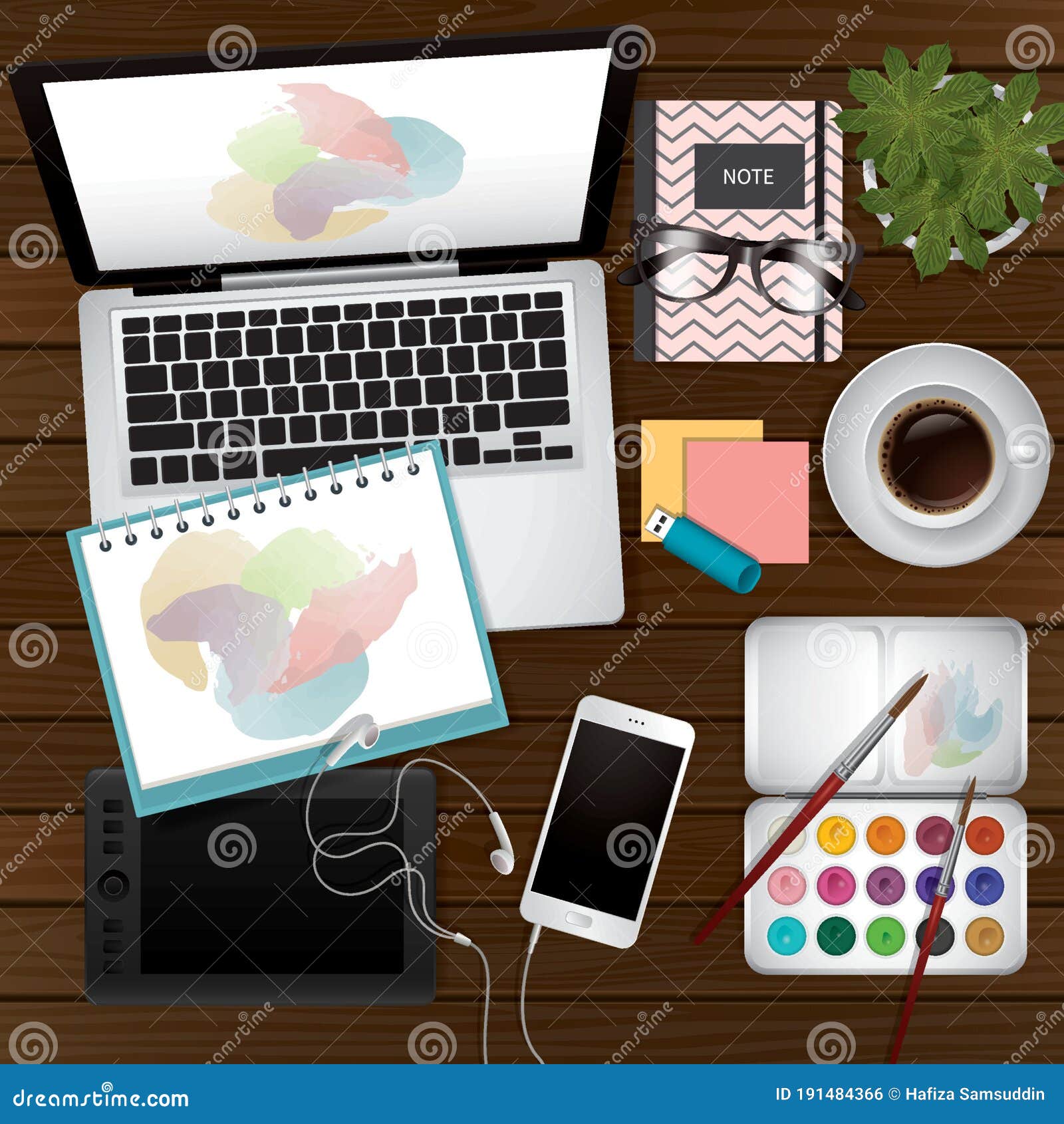 Office Workspace Design. Vector Illustration Decorative Design Stock ...