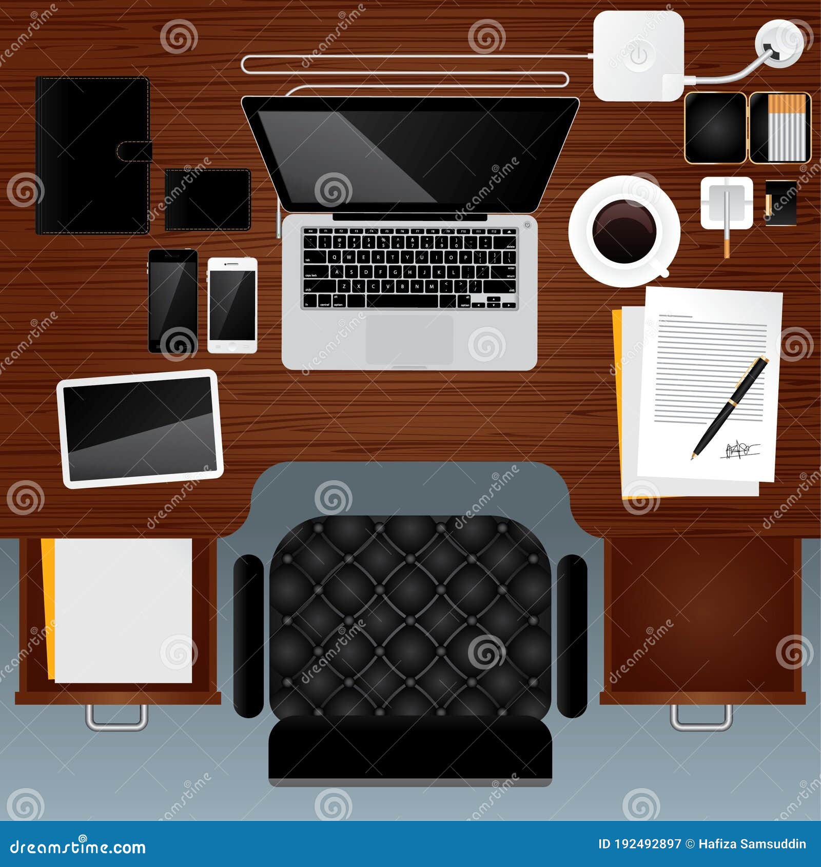 Office Workspace Design. Vector Illustration Decorative Design Stock ...