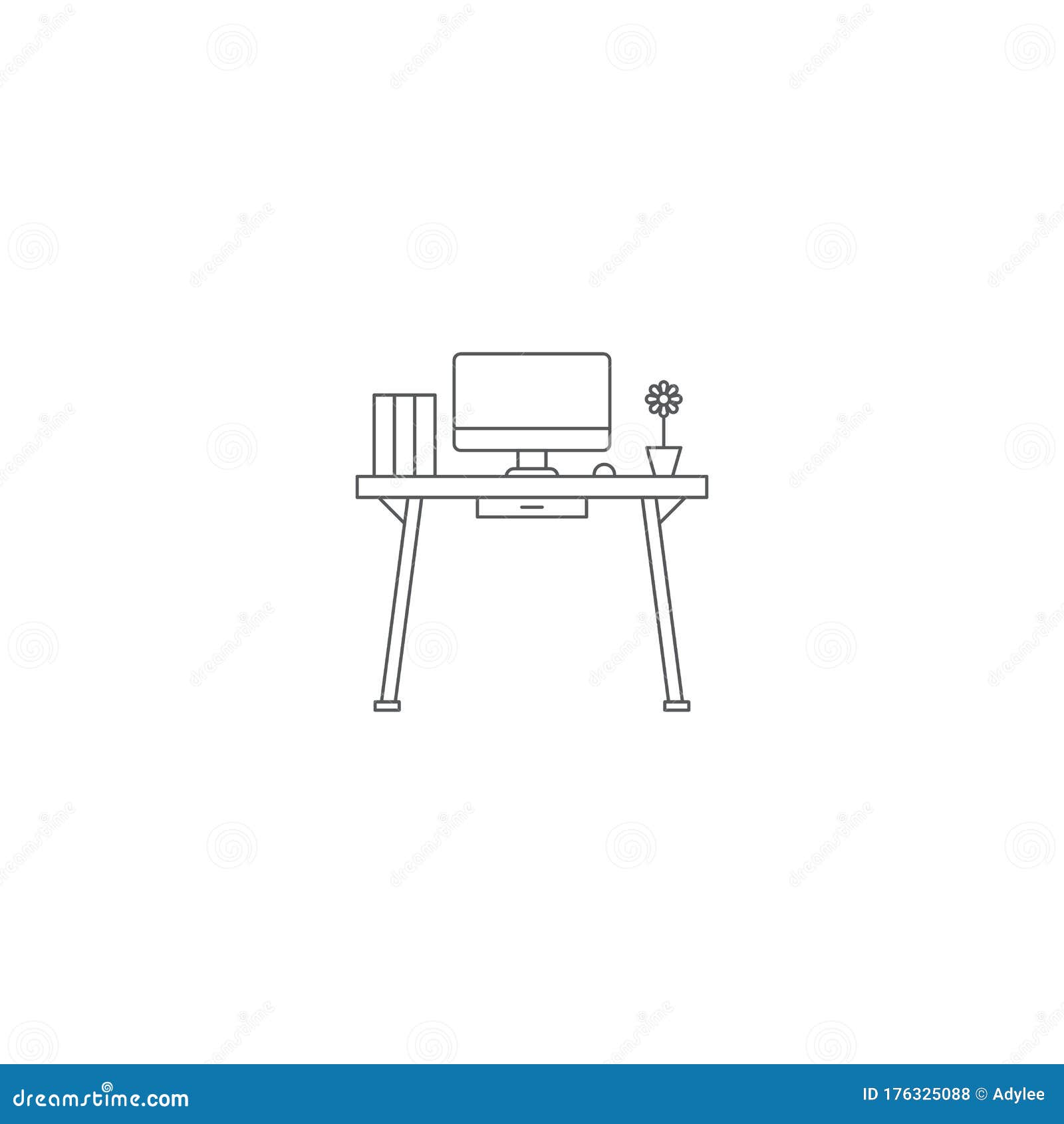 Office Workspace Desk Vector Icon Symbol Workspace Isolated on White ...