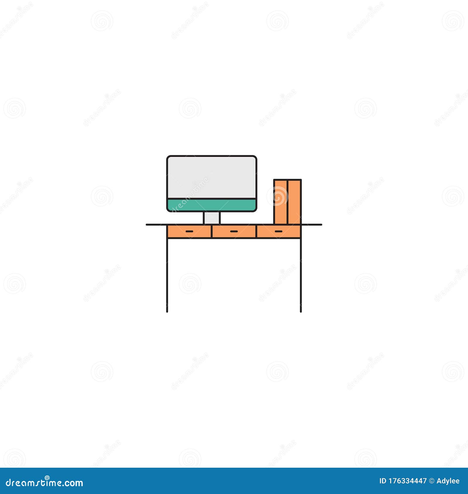 Office Workspace Desk Vector Icon Symbol Workspace Isolated on White ...