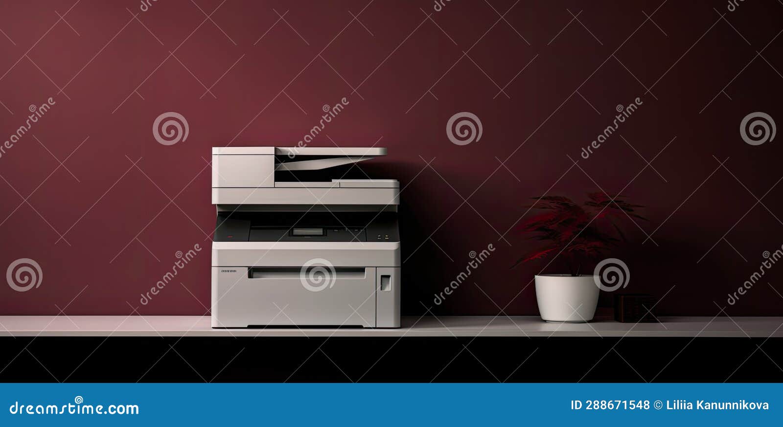 An Office Workspace Features a Versatile Printer, Copier, Scanner ...