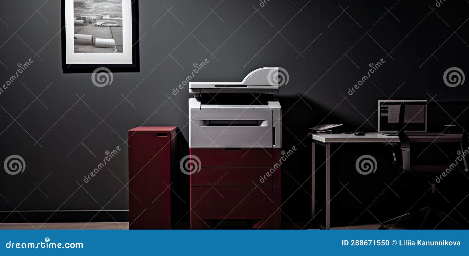 An Office Workspace Features a Versatile Printer, Copier, Scanner ...