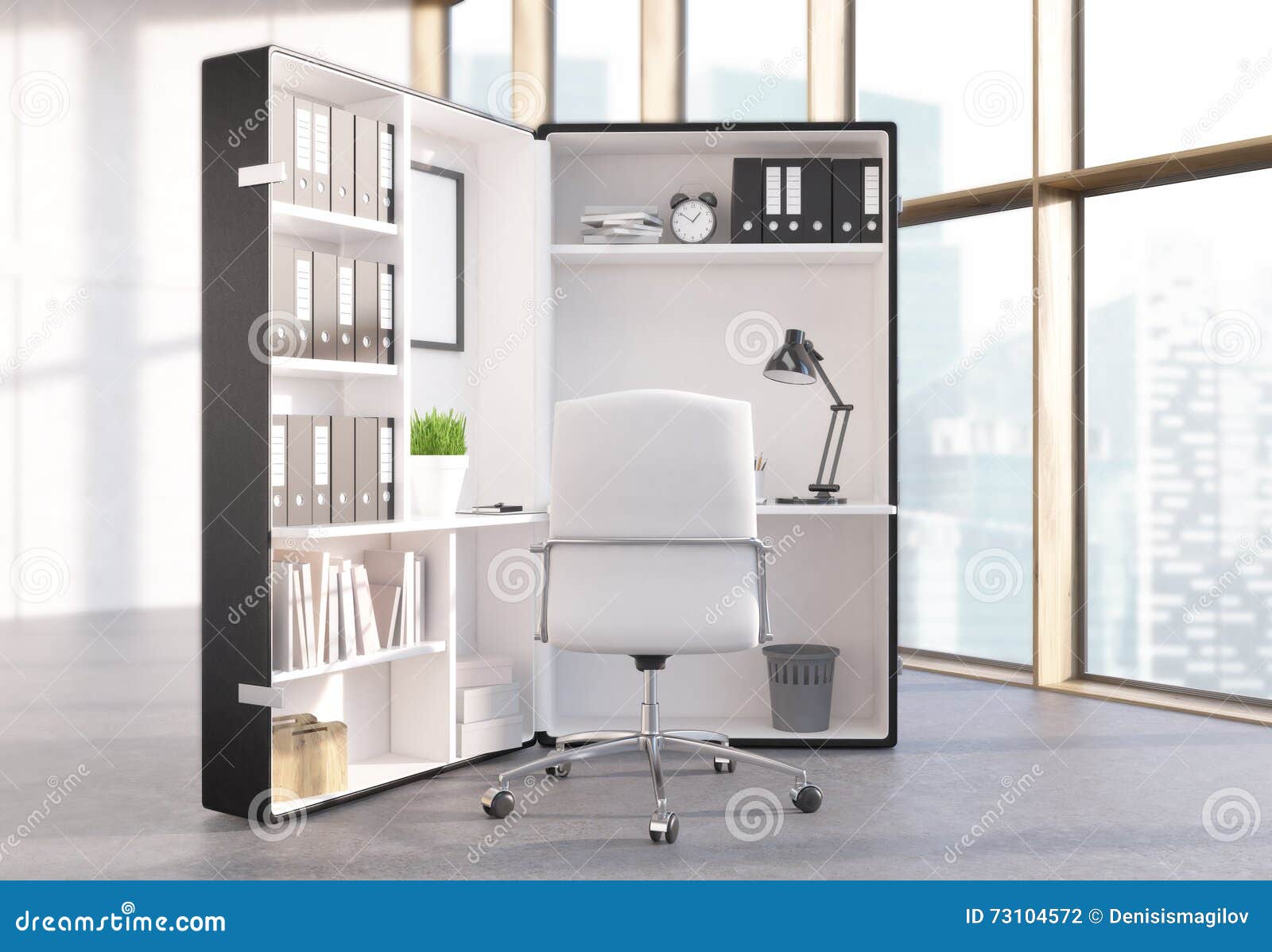 Office Workspace Inside Suitcase Stock Illustration - Illustration of ...