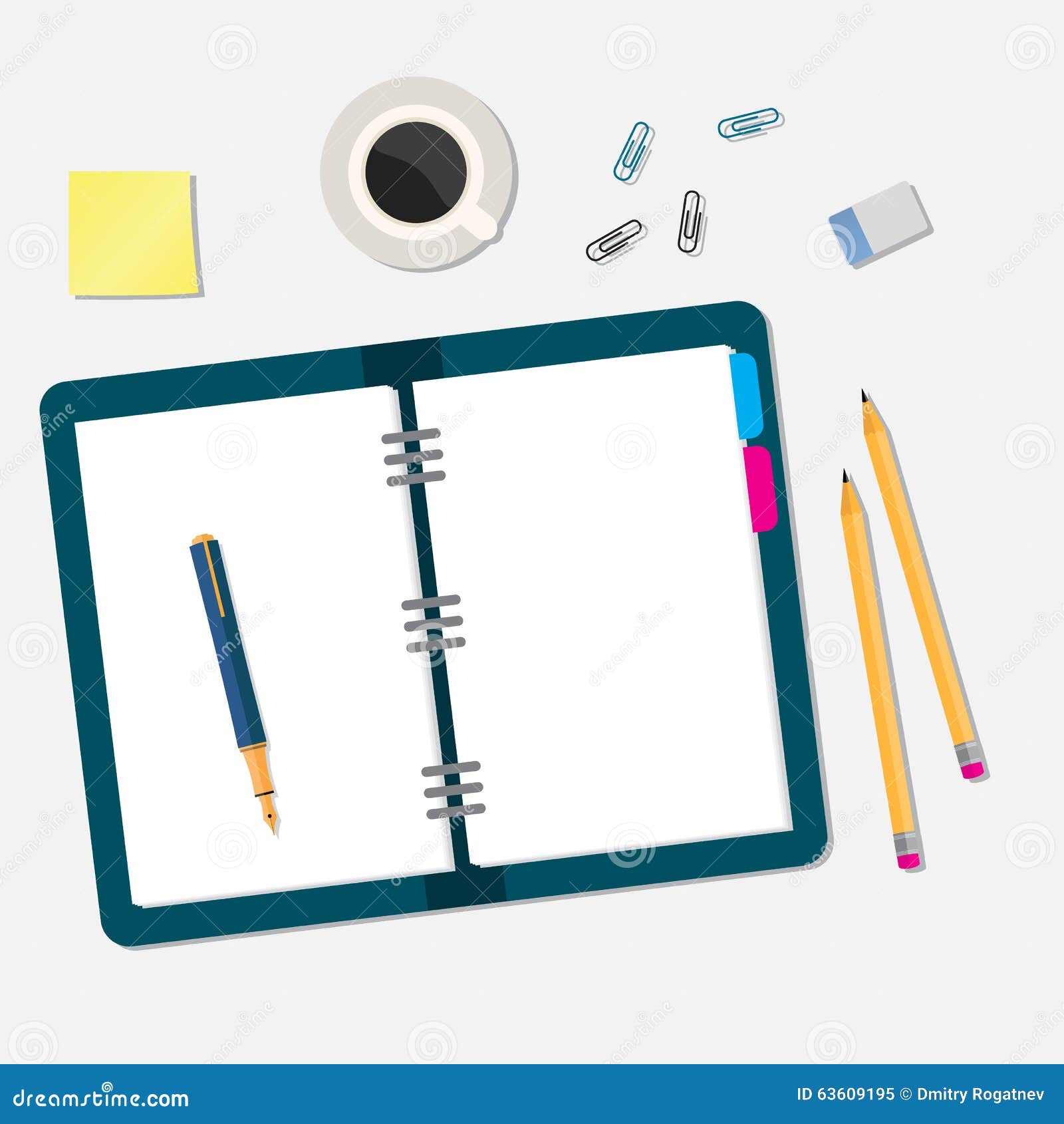 Office Workspace Open Book Objects Stock Illustrations – 16 Office ...