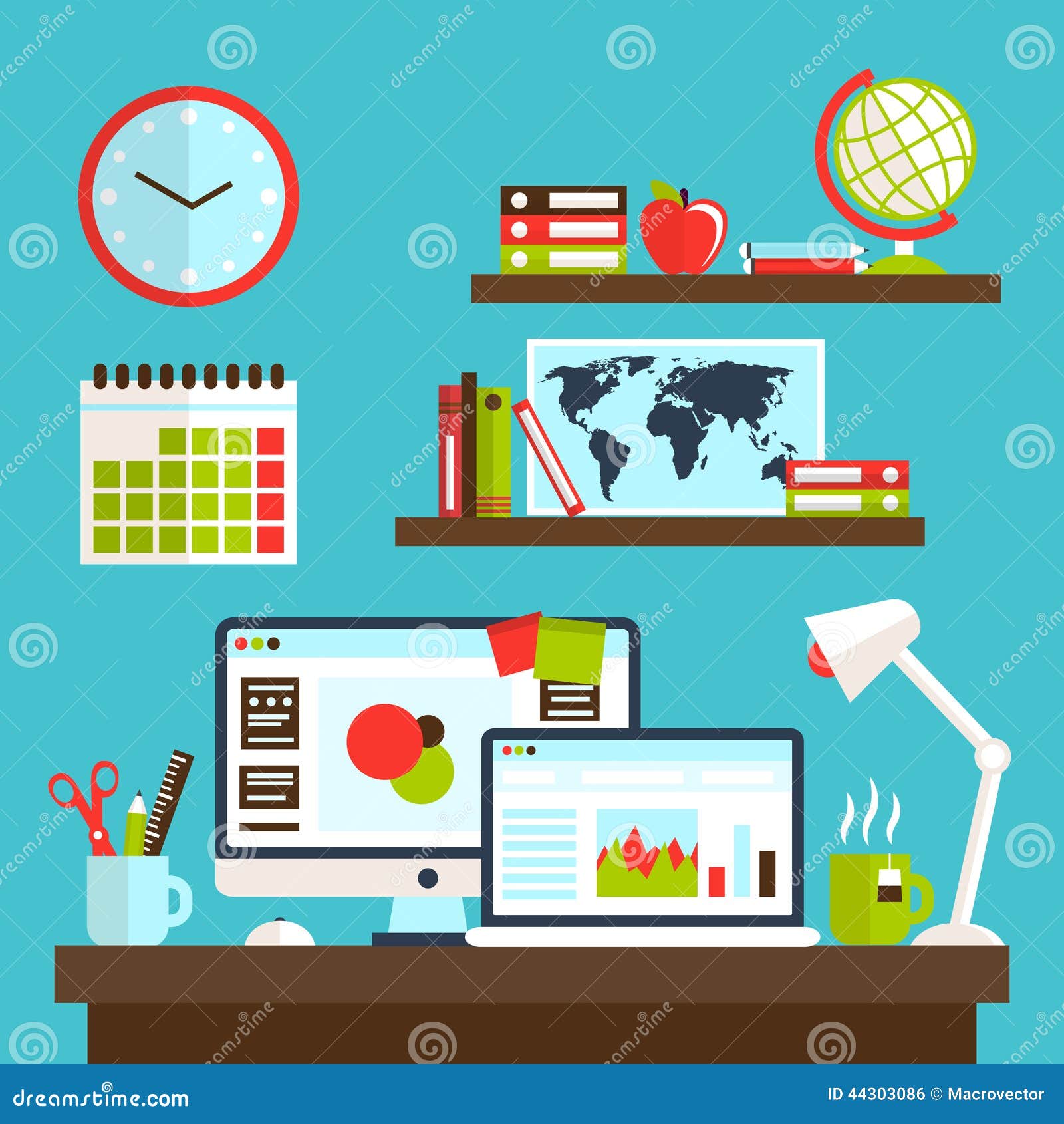 Office workstation design stock vector. Illustration of folder - 44303086