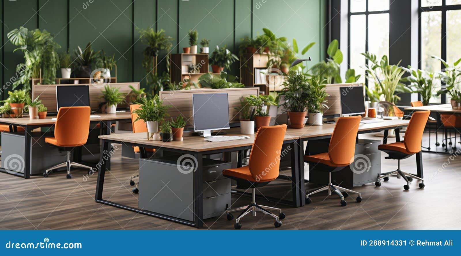 Office Workstation Furniture Interior Concept. Zoom Virtual Background ...