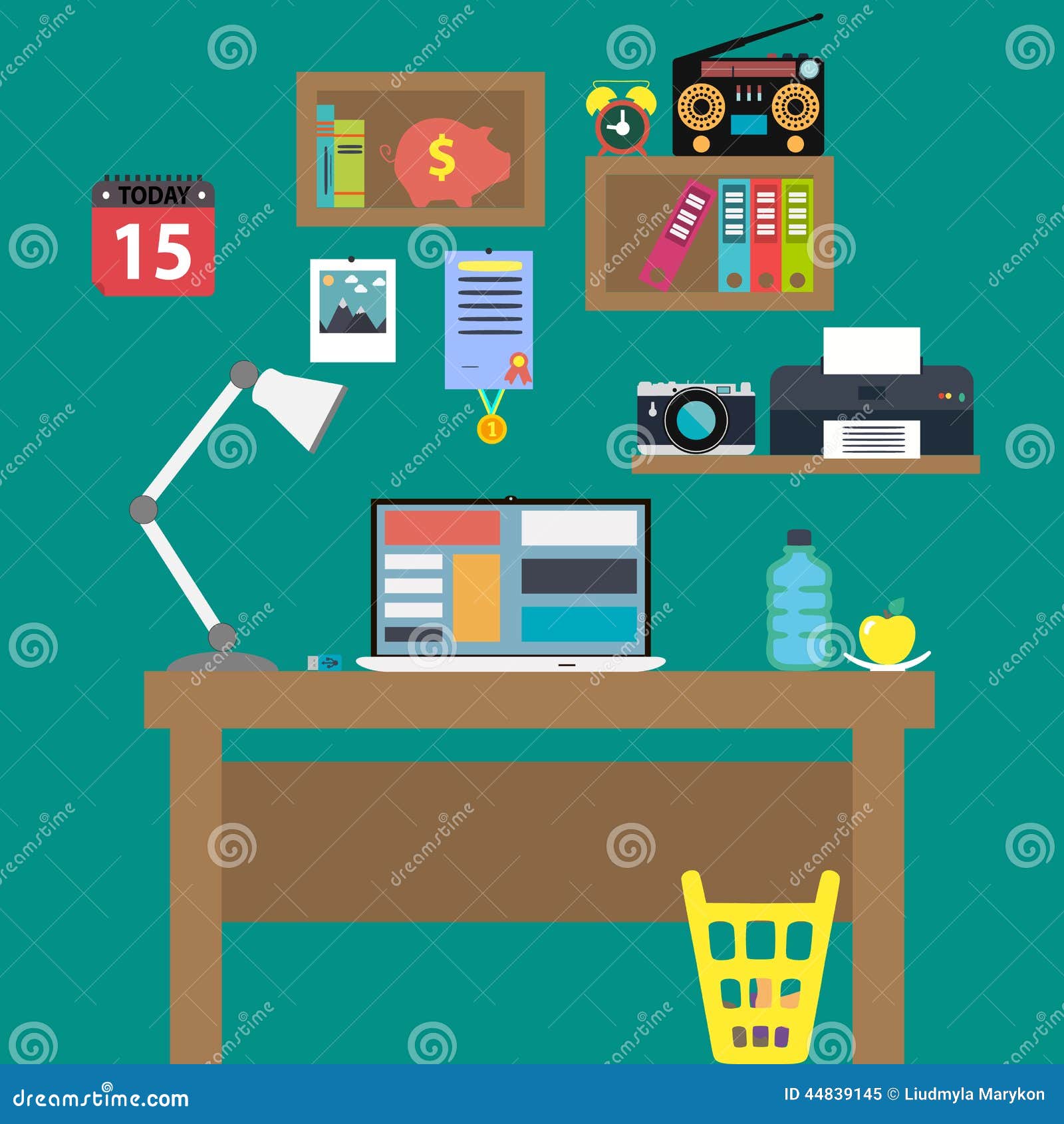 Office Workstation Design Cartoon Vector | CartoonDealer.com #39495117