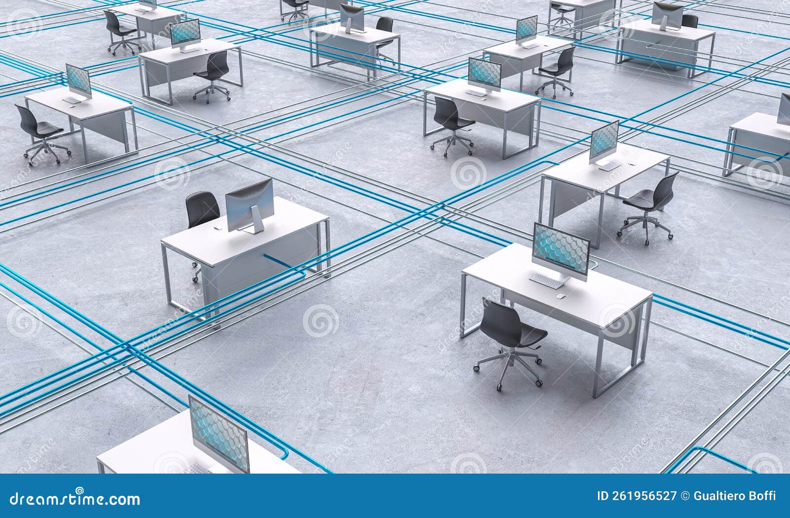 Office Workstations Divided into Sectors with Ethernet Cables Stock ...