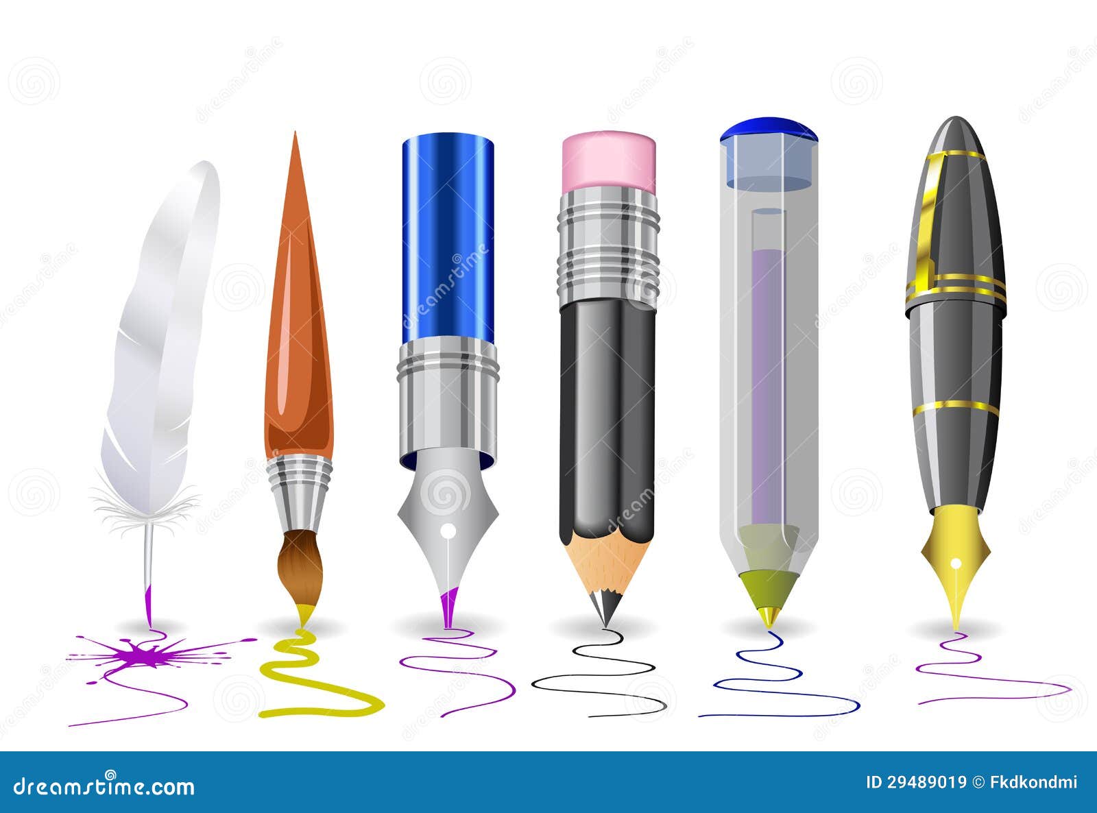 Office Writing Accessories. Stock Vector - Illustration of ballpoint ...