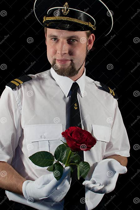 Officer giving the rose stock photo. Image of profession - 28517476