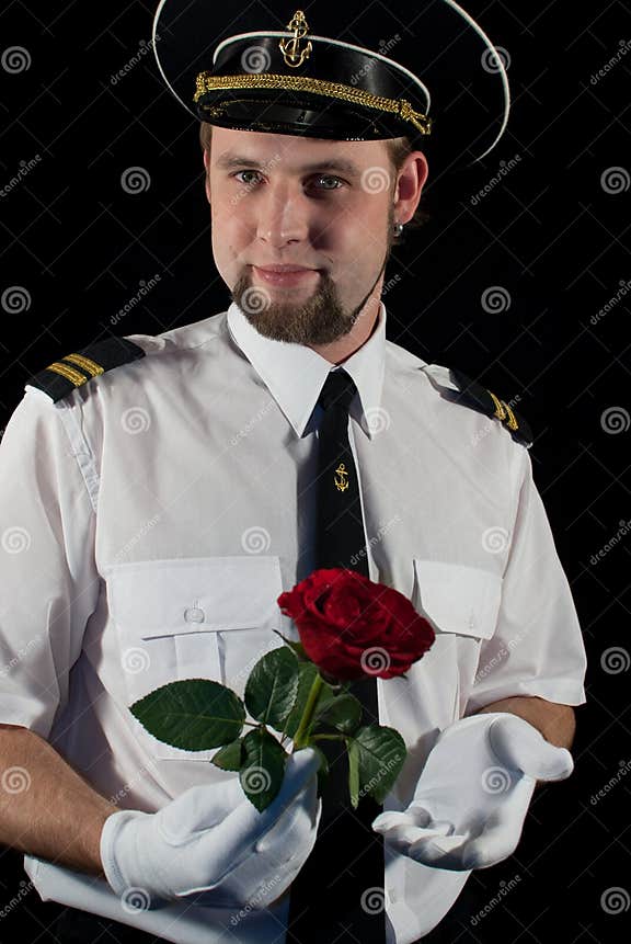 Officer giving the rose stock photo. Image of profession - 28517476