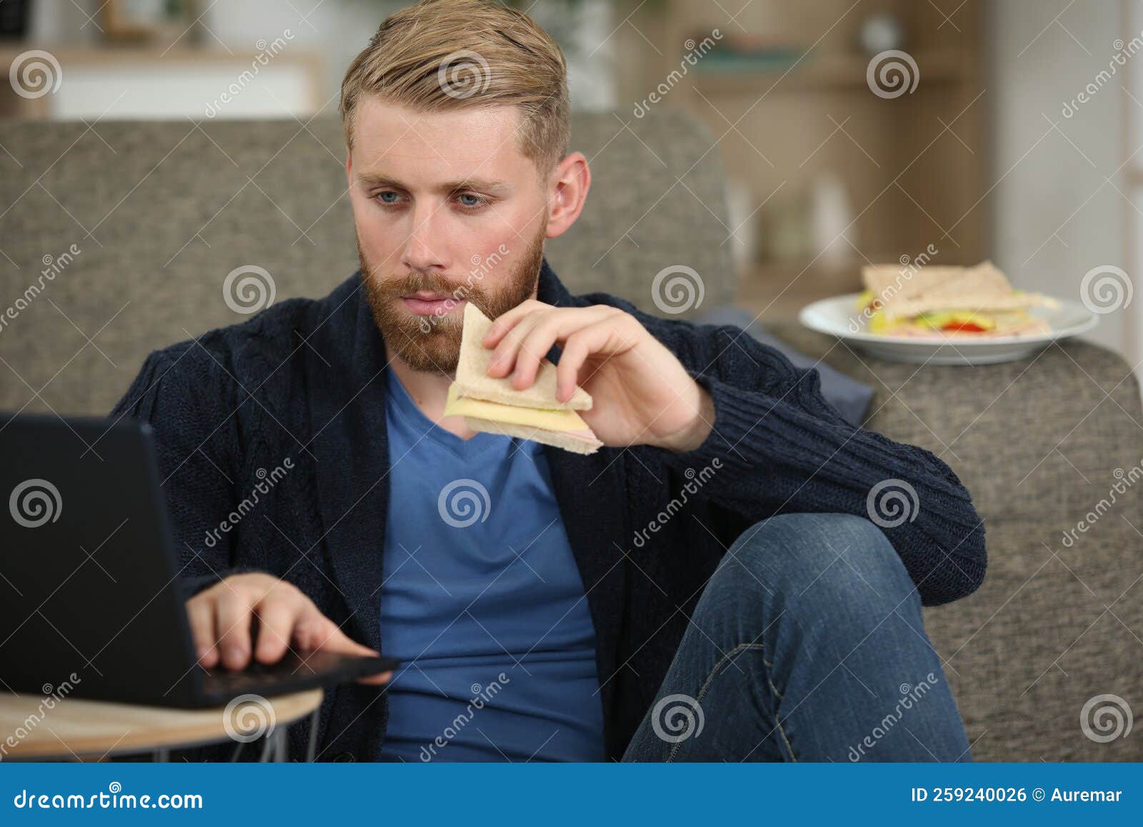 Officer Having Lunch while Working from Home Stock Photo - Image of ...