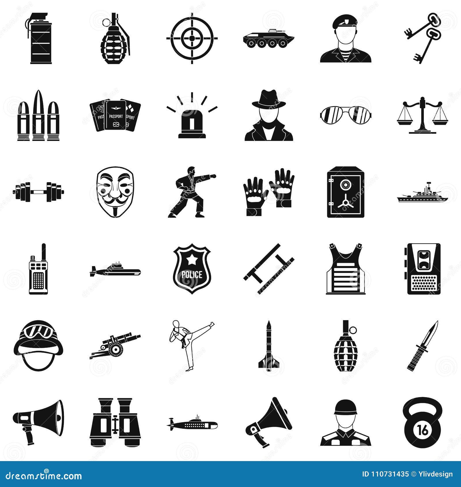 Officer Icons Set, Simple Style Stock Vector - Illustration of offence ...