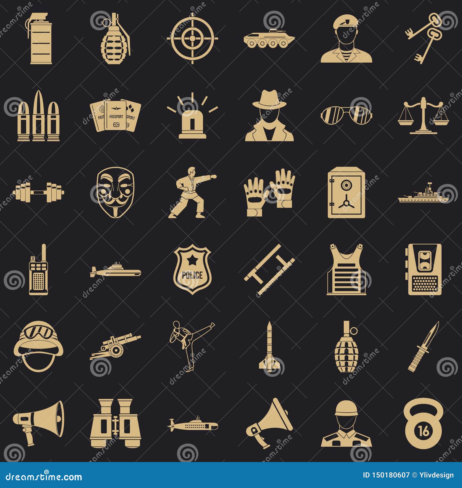 Officer Icons Set, Simple Style Stock Vector - Illustration of document ...