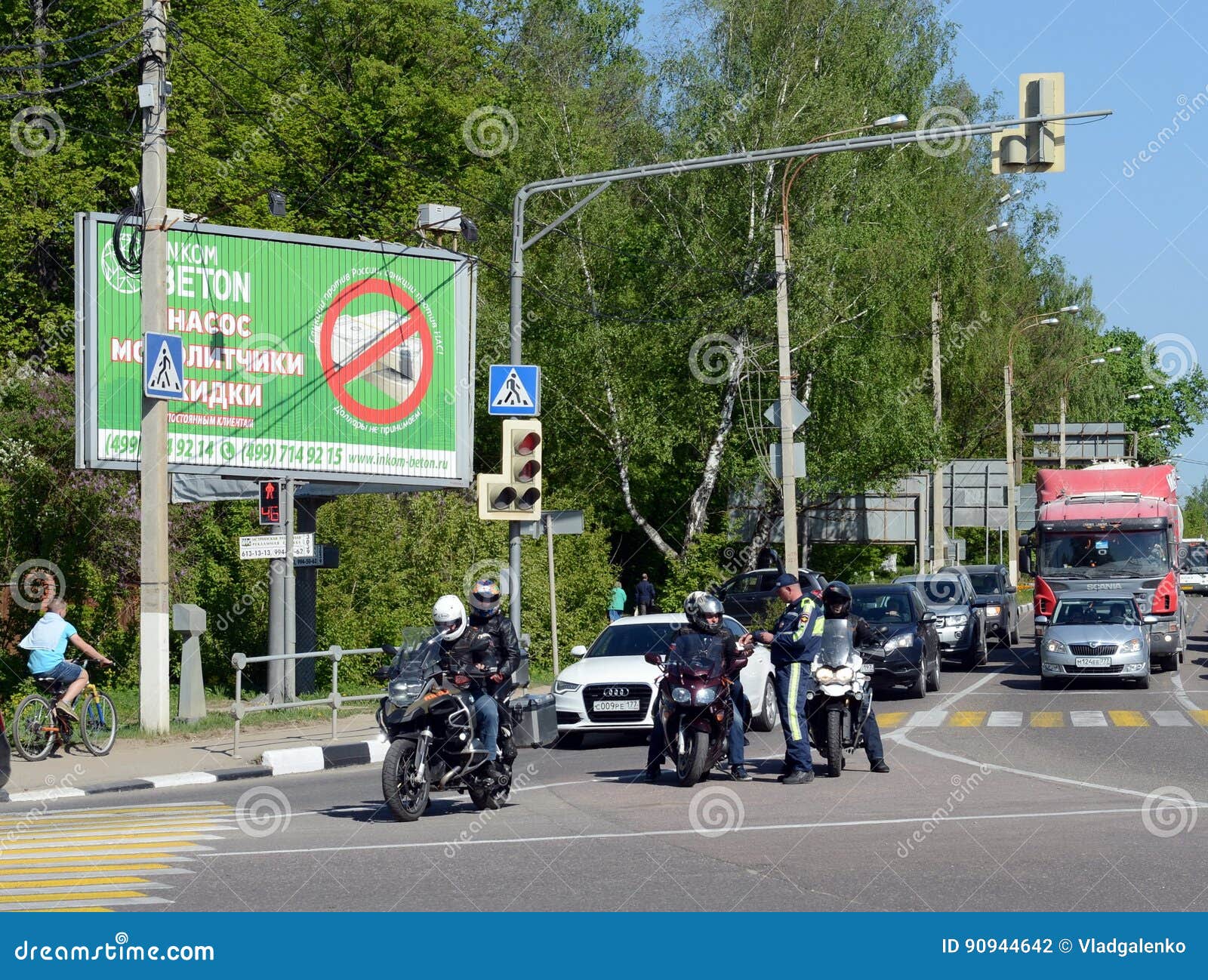 The Officer of the Police Check Documents of Motorcyclists at the ...