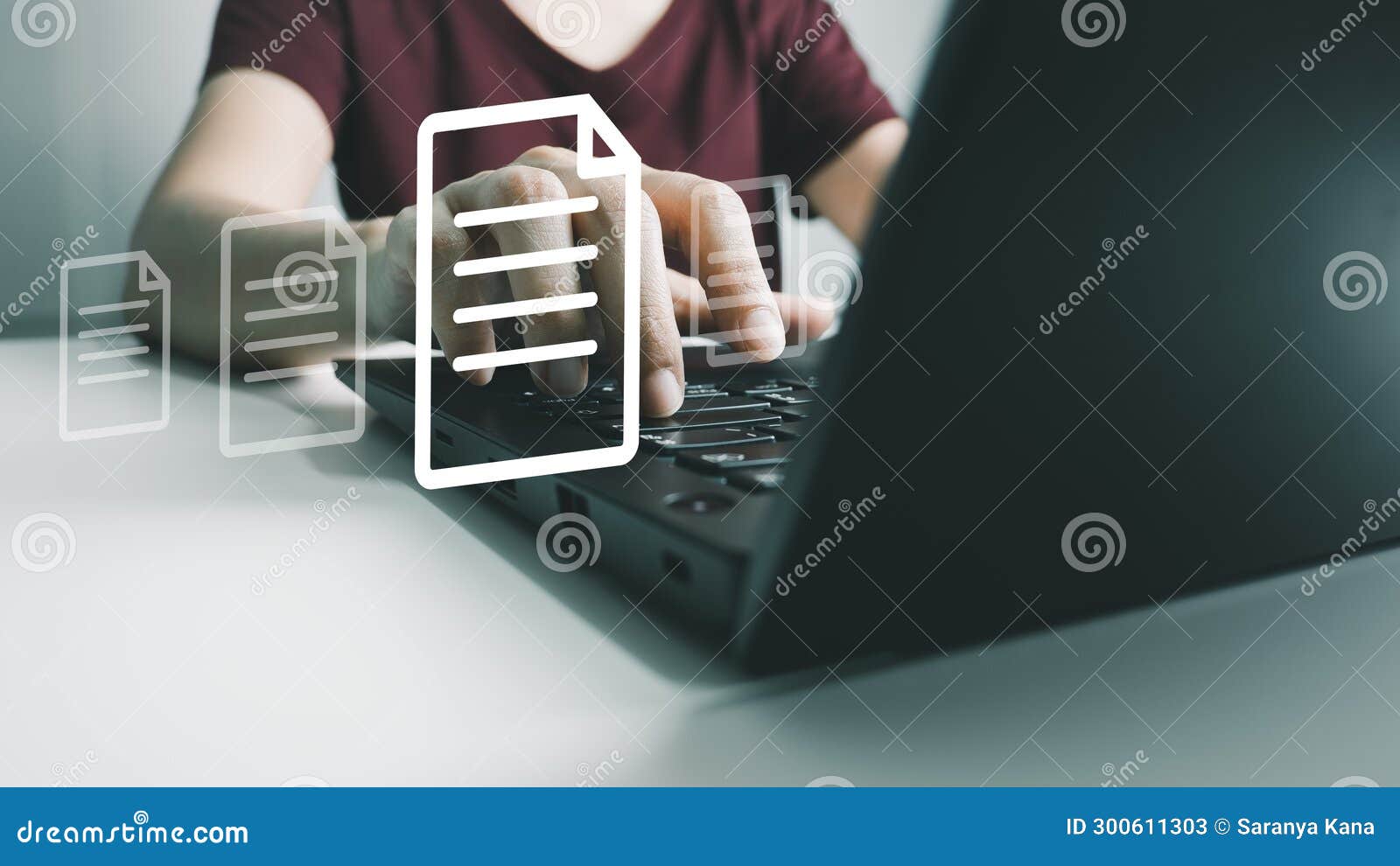 Officer Using Laptop Manage Files, Document Management System (DMS ...