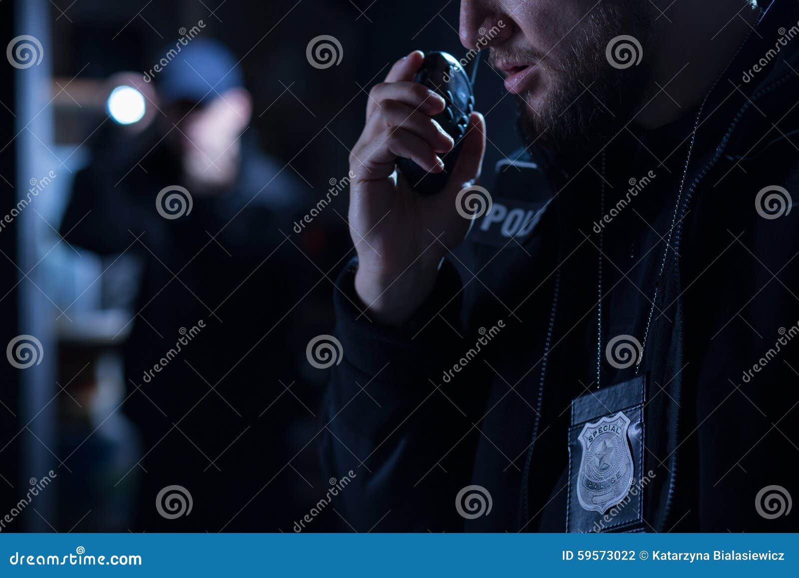 Officer Using Walkie Talkie Stock Photo - Image of communication ...