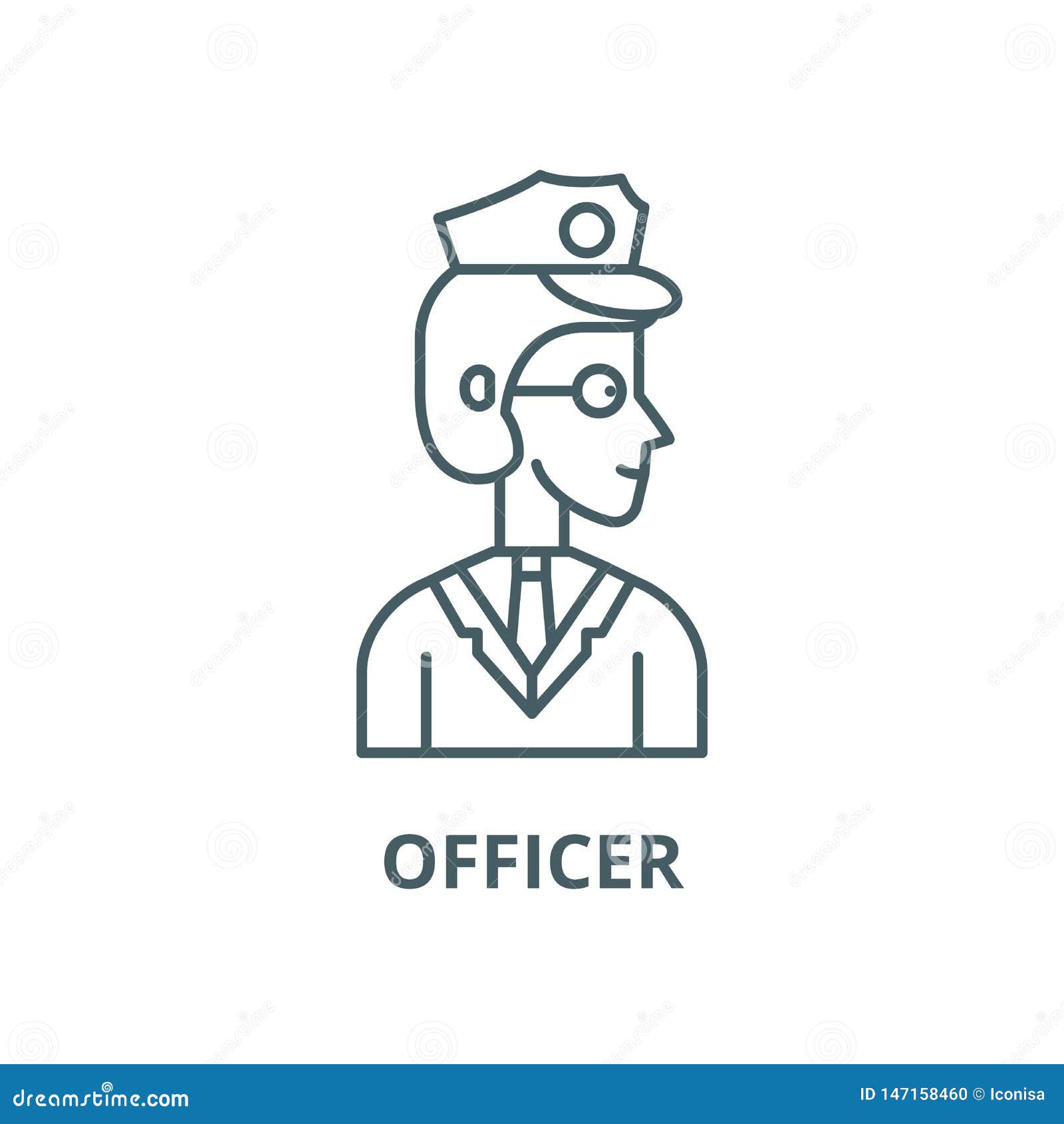 Officer Vector Line Icon, Linear Concept, Outline Sign, Symbol Stock ...