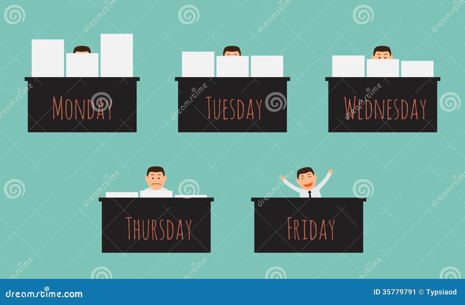 Officer Working on the Week. Stock Vector - Illustration of officer ...