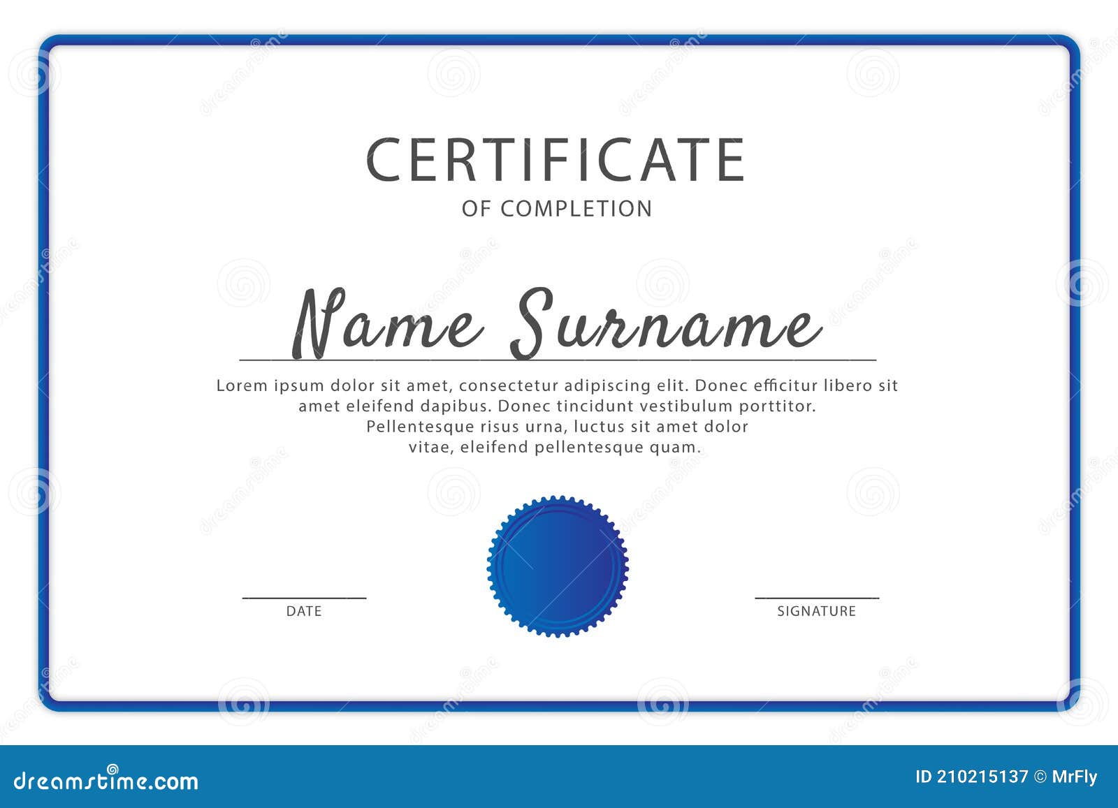 Official Blue Certificate Template, Vector Illustration Stock Vector ...