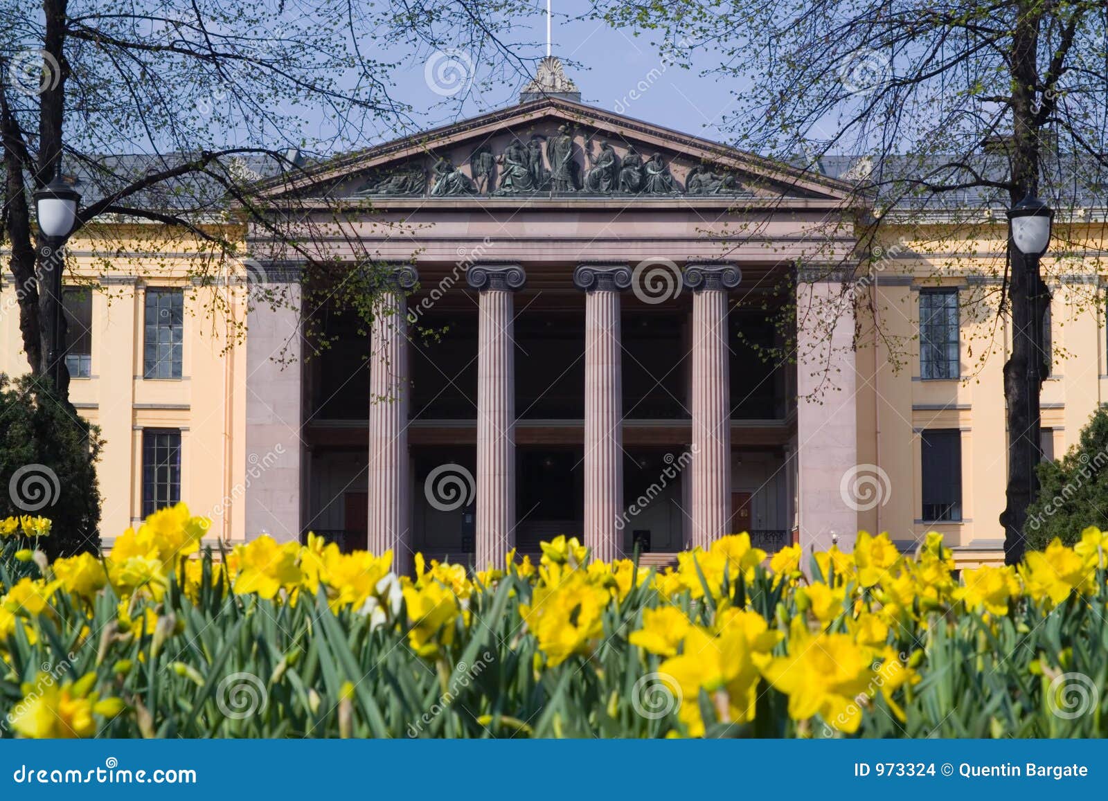 Official Buildings in Spring Stock Photo - Image of intimidate, yellow ...