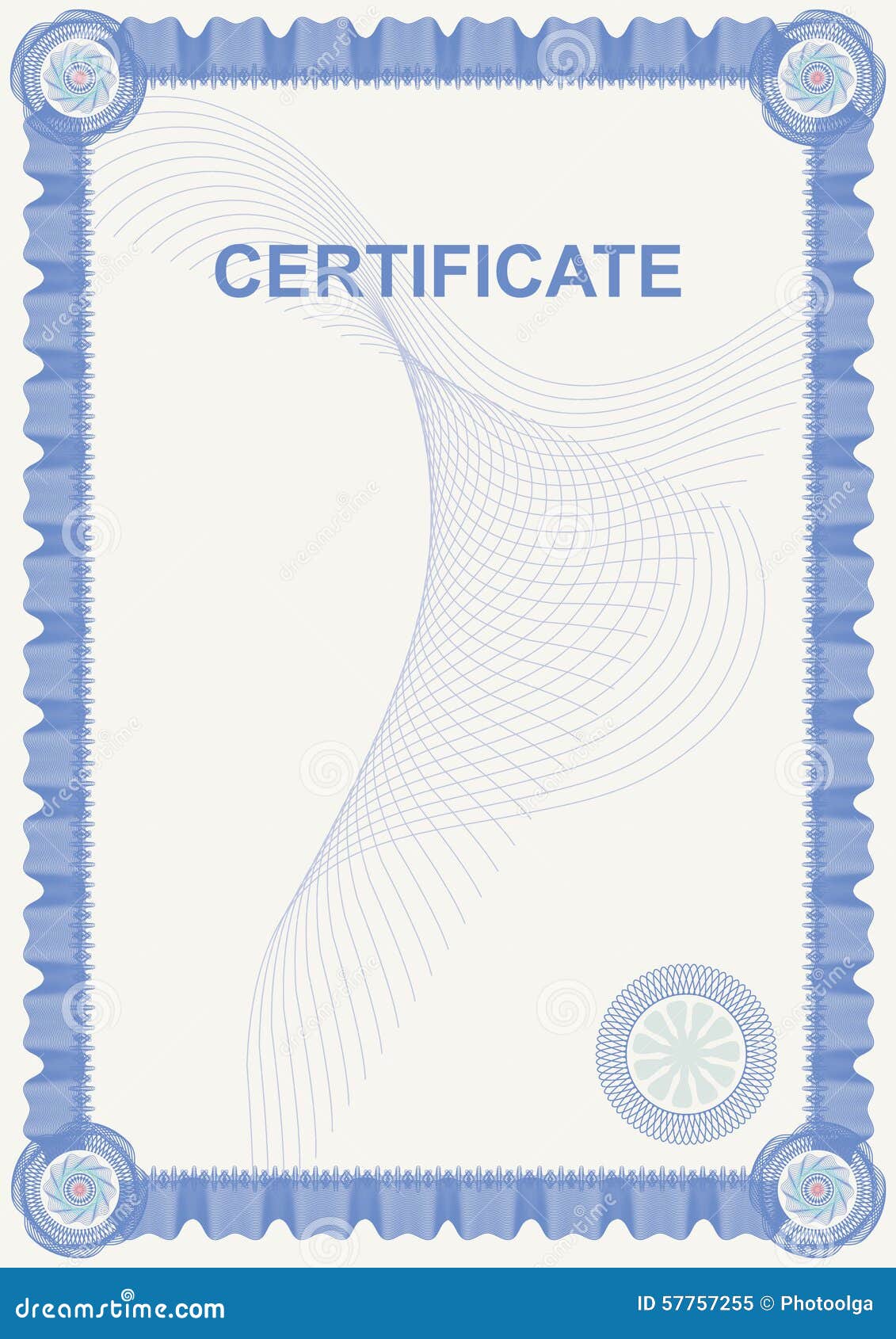 Official Certificate with Blue Frame. Stock Vector - Illustration of ...