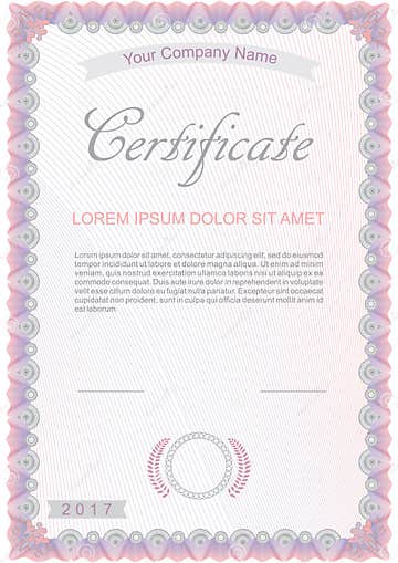 Official Certificate with Pink Border Stock Vector - Illustration of ...