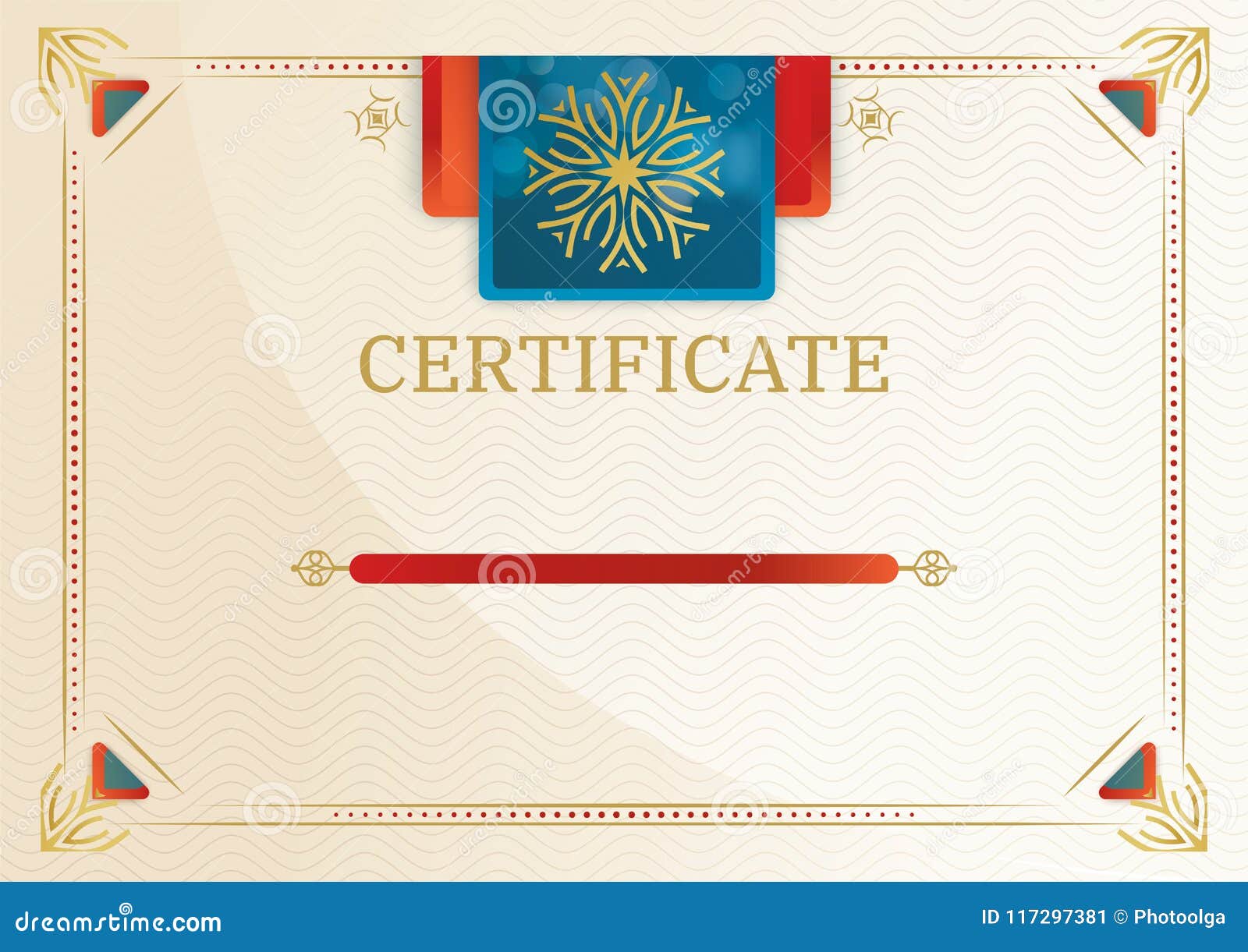 Official Certificate with Red Turquoise Square Design Elements. Vintage ...