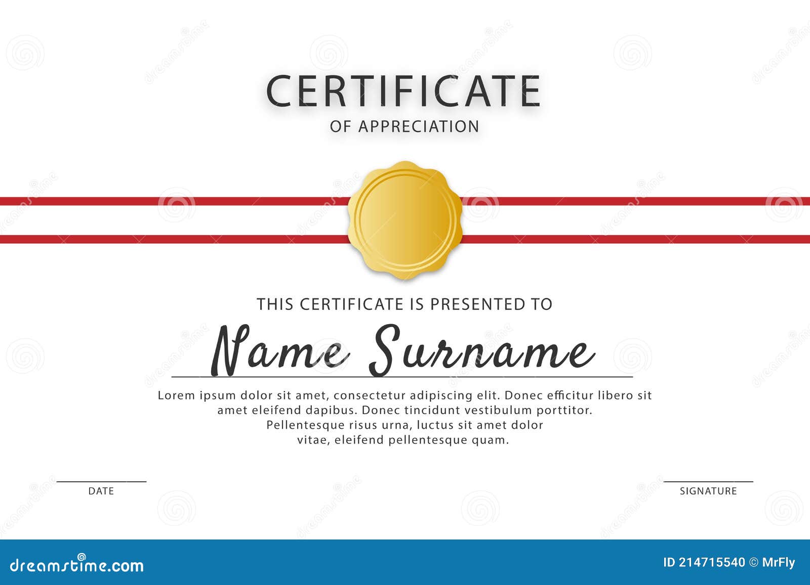 Official Certificate with Stamp Template, Vector Illustration Stock ...