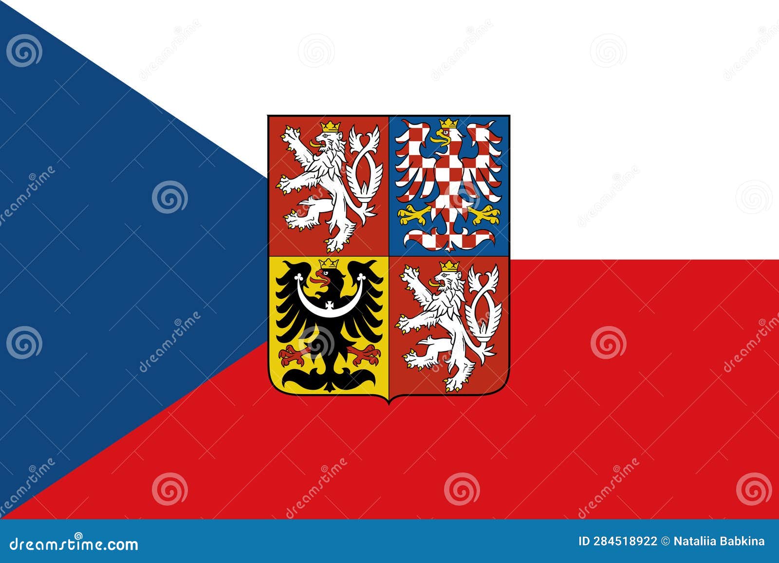 The Official Current Flag and Coat of Arms of the Czech Republic. State ...