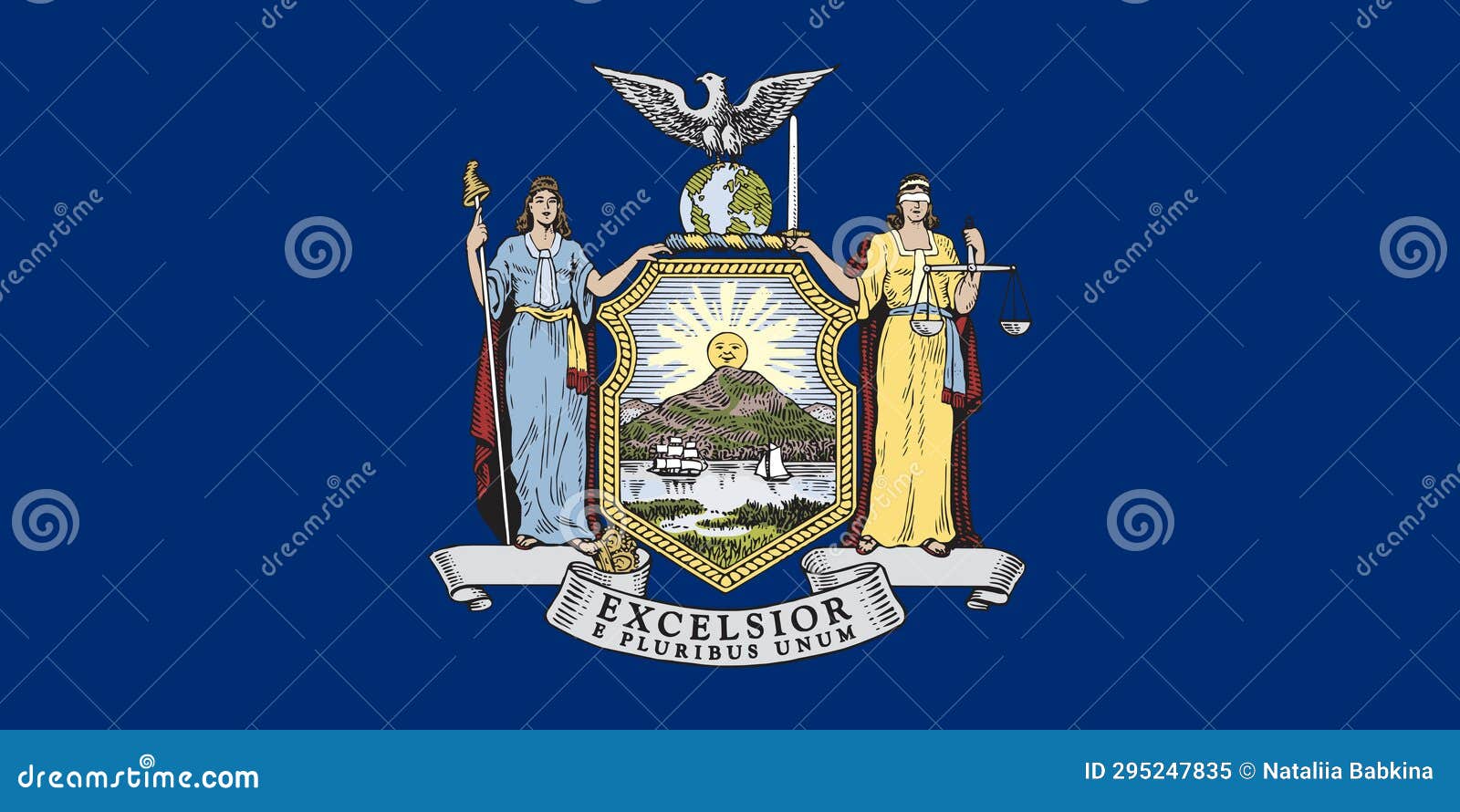 The Official Current Flag of New York State USA. State Flag of New York ...