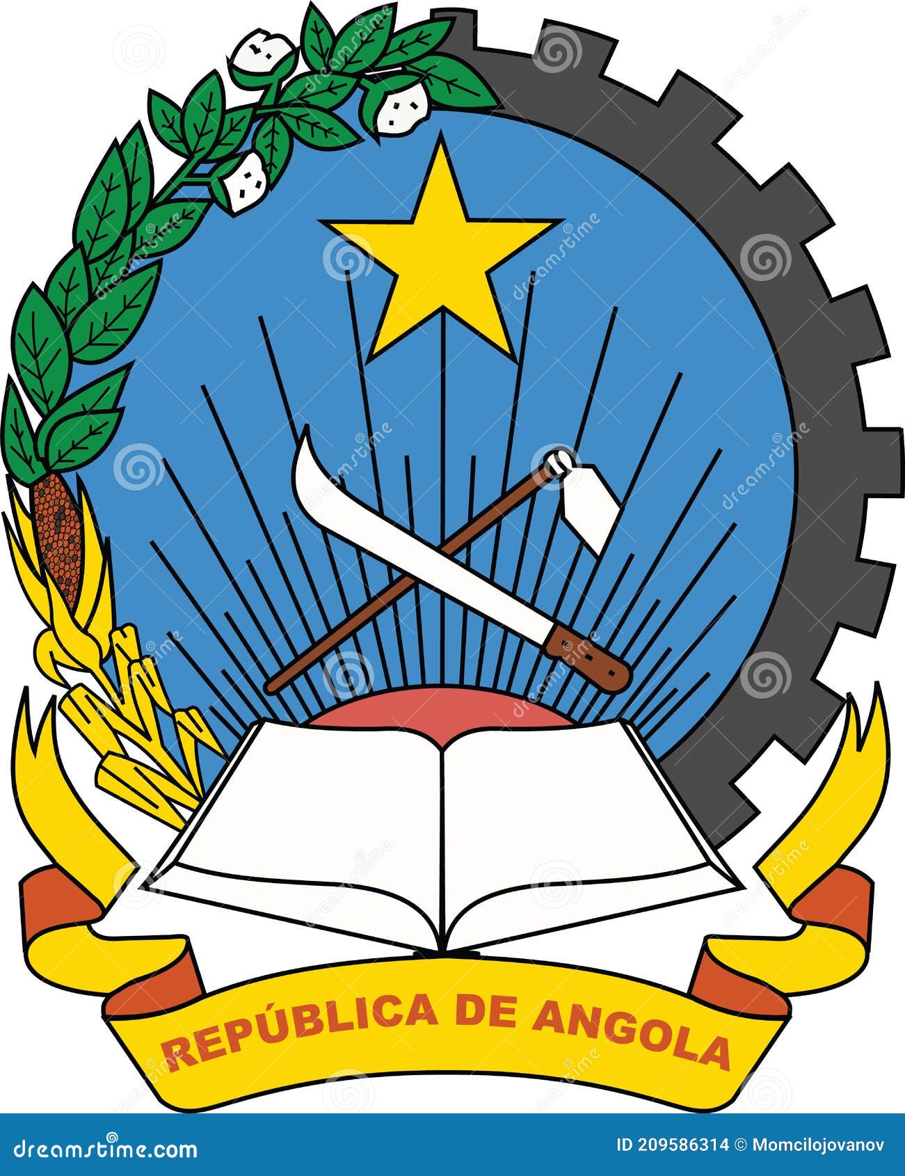 Emblem of Angola stock vector. Illustration of cropped - 209586314