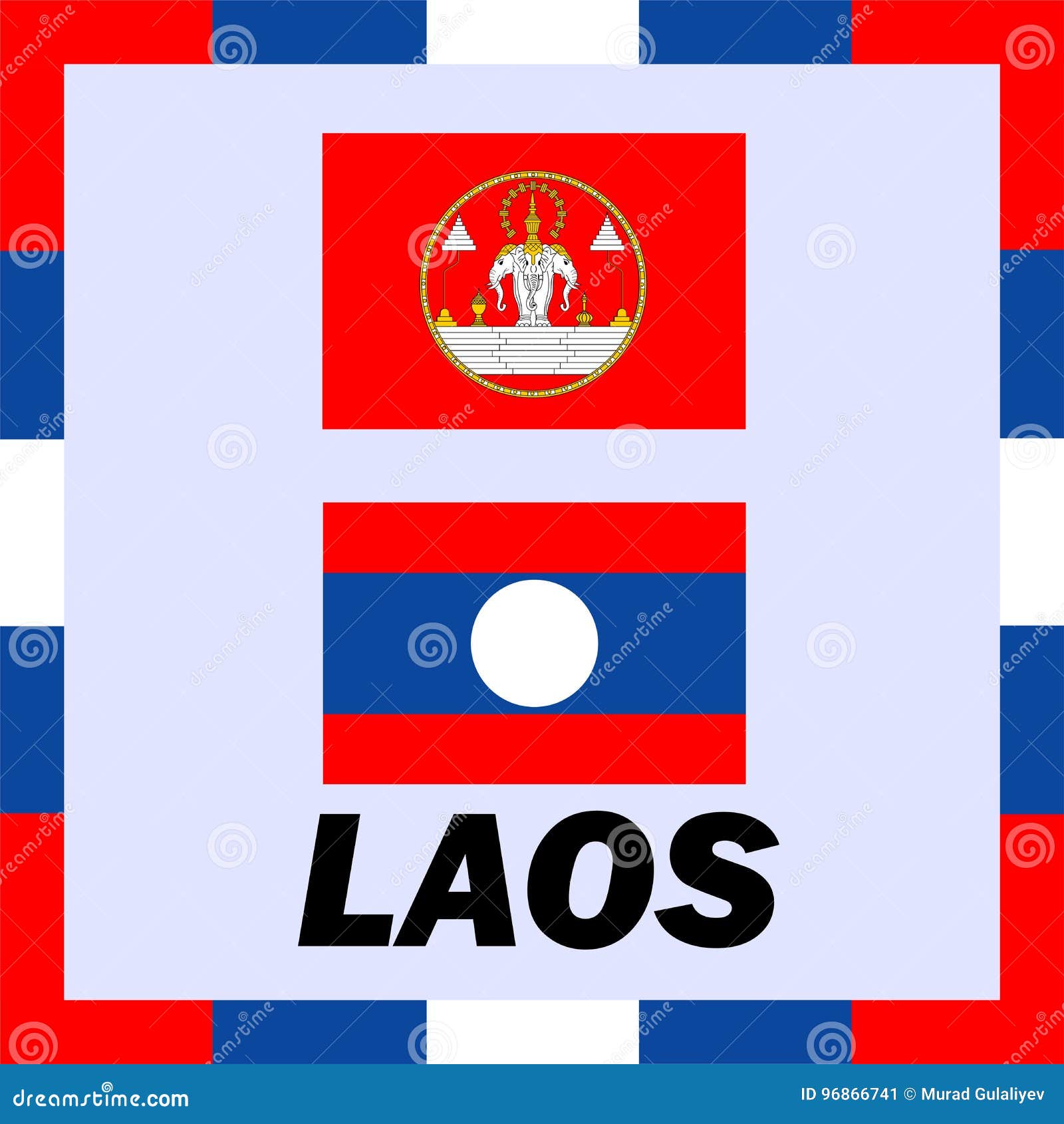 Official Ensigns, Flag Arm of Laos Stock Illustration - Illustration of ...