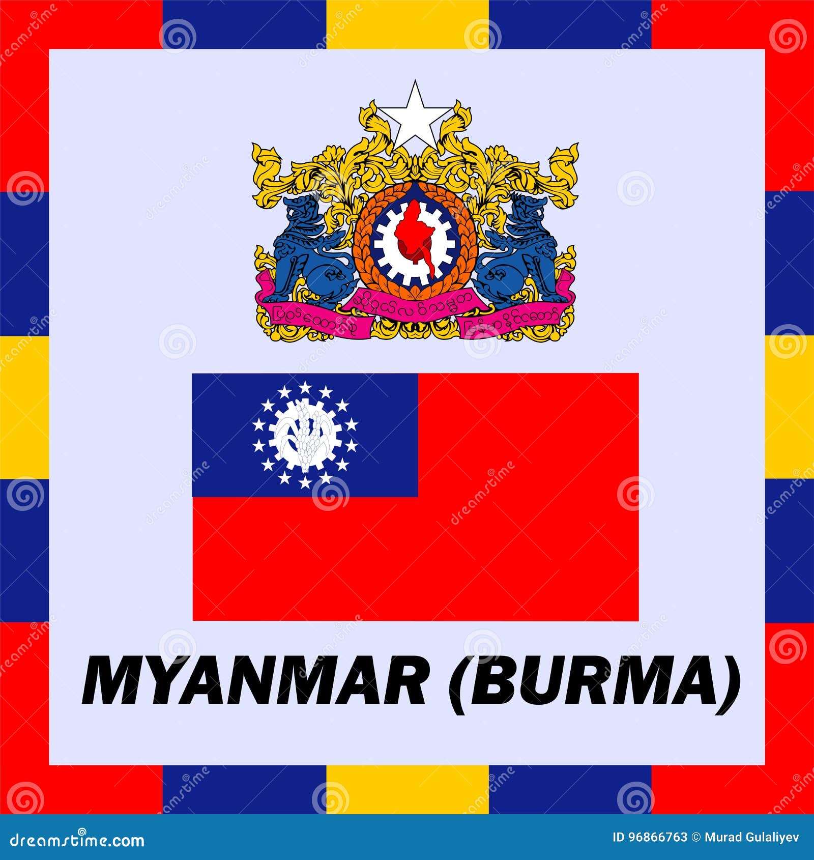 Official Ensigns, Flag and Myanmar Burma Stock Illustration ...