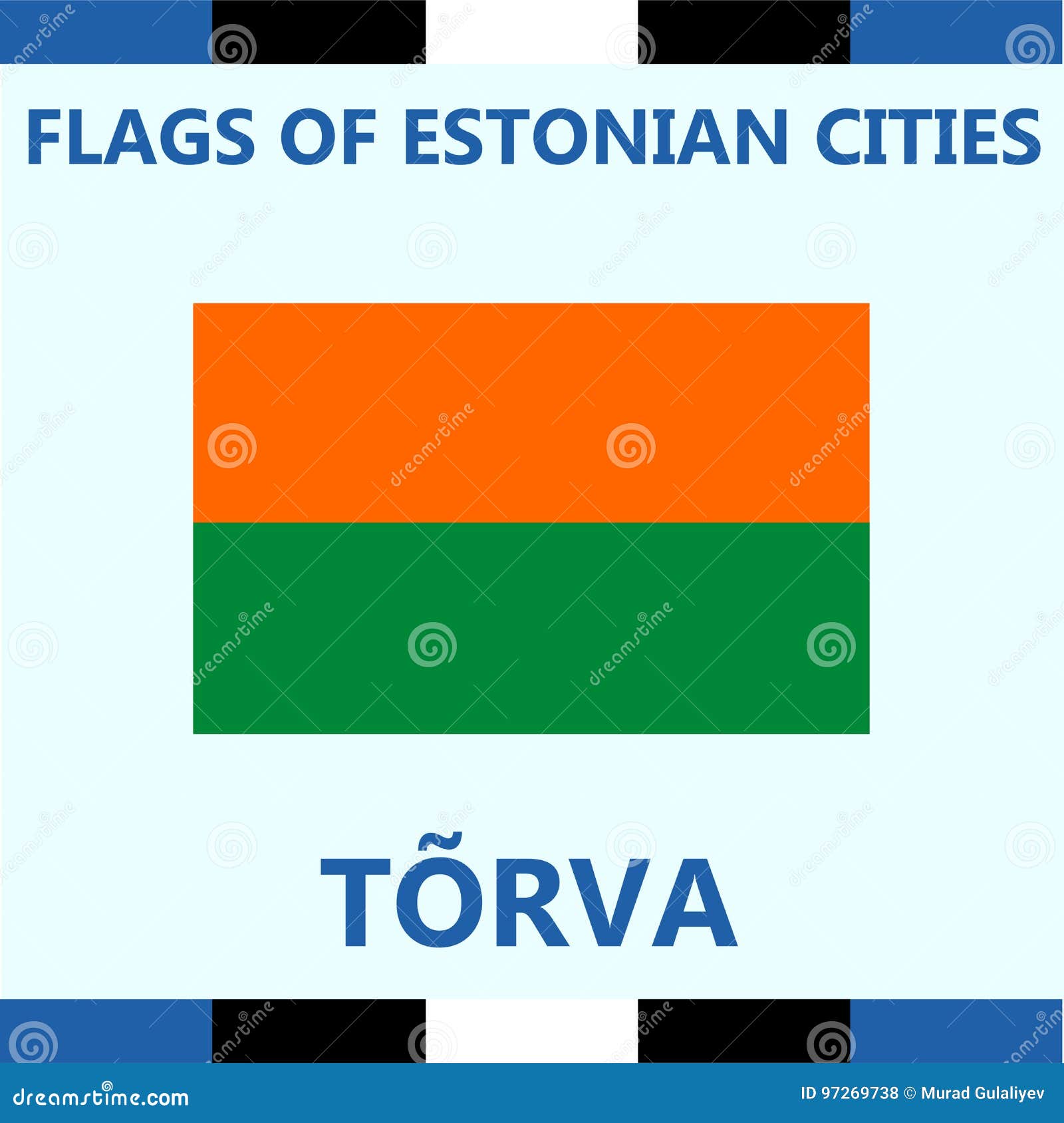 Official Flag of Estonian City Torva Stock Illustration - Illustration ...