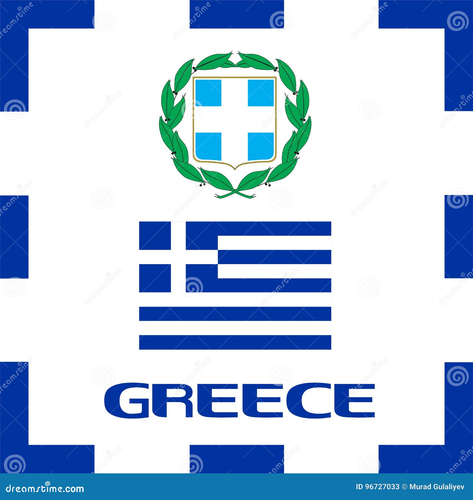 Official Government Ensigns of Greece Stock Illustration - Illustration ...