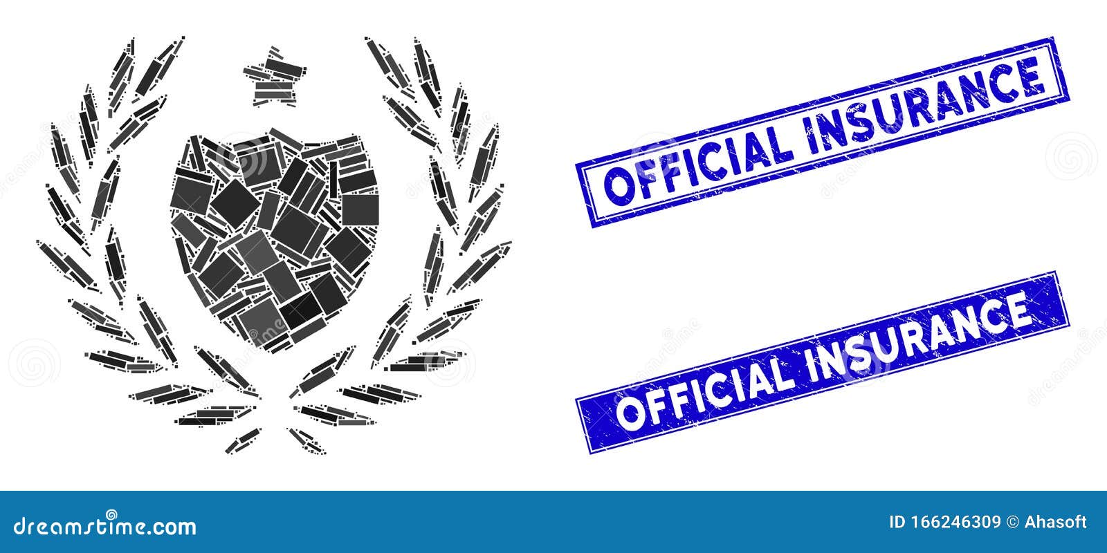 Official Insurance Shield Mosaic and Scratched Rectangle Official ...