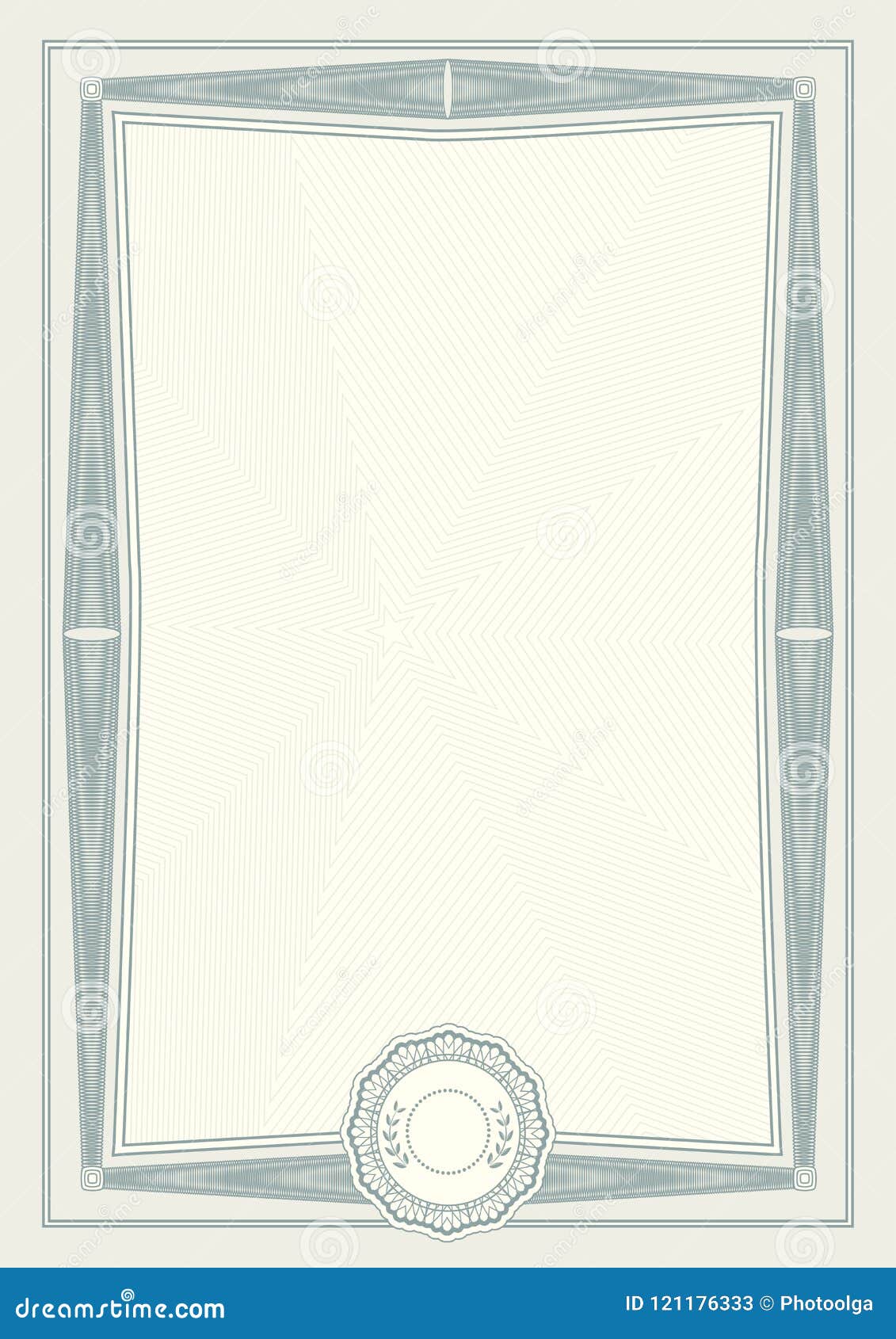 Official Light Green Certificate With Green Guilloche Border And ...