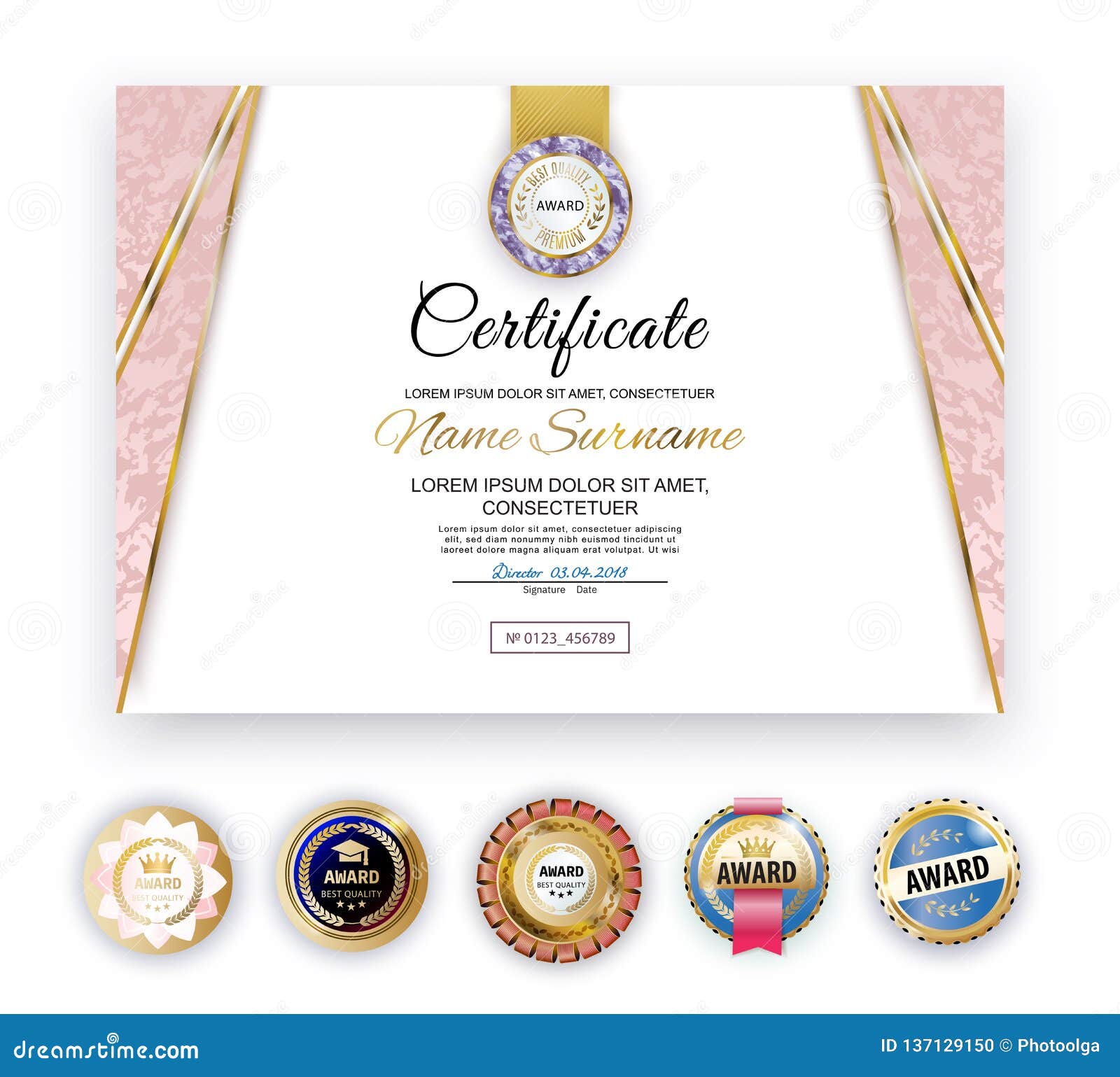 Coral Certificate. Modern Fashion Certificate Template. Elegant Diploma ...