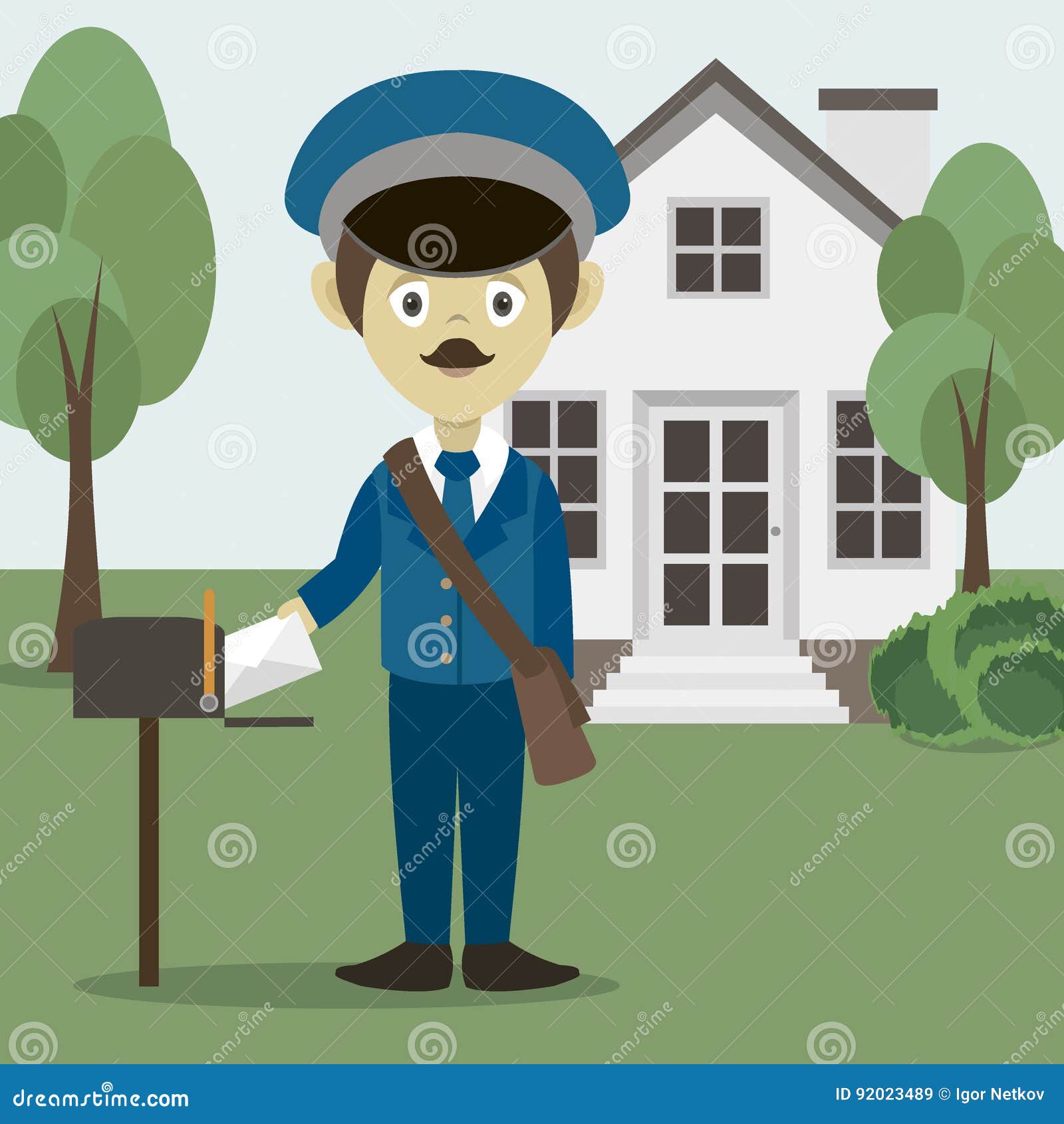 Official Postman In Uniform Cartoon Vector | CartoonDealer.com #92023489