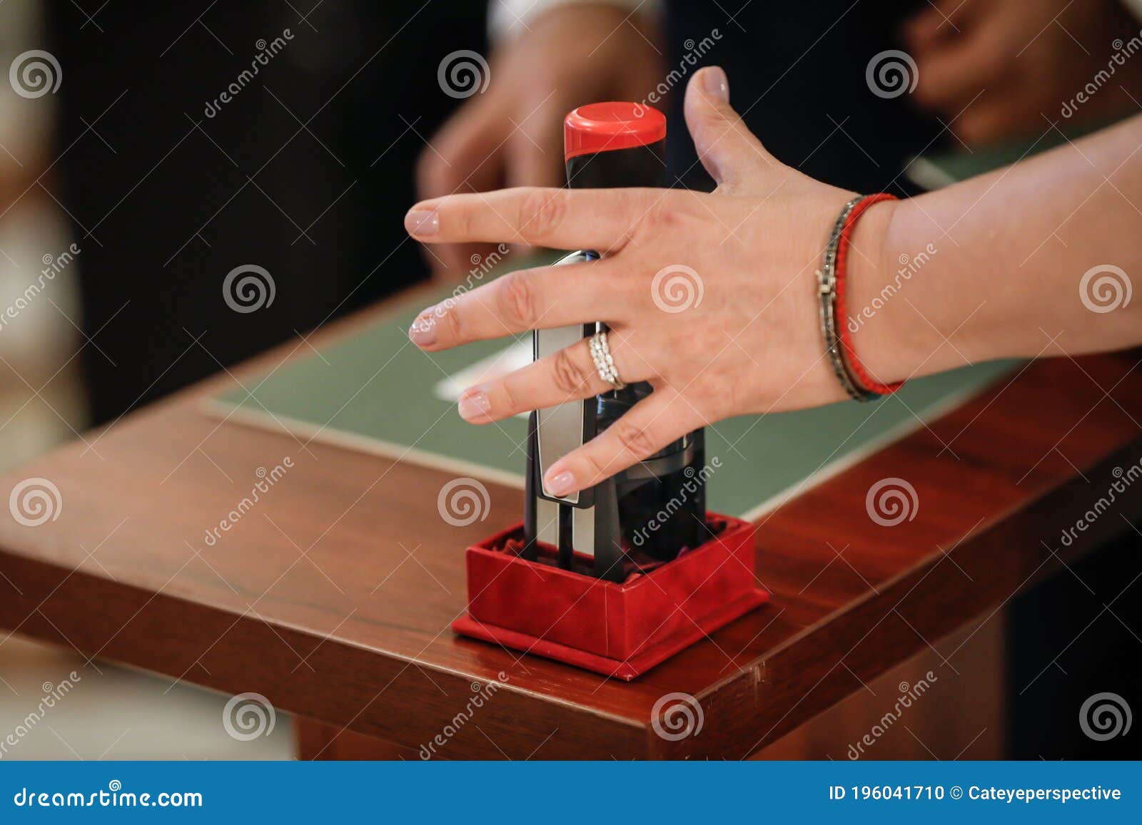 Official Stamper on a Wooden Table. Stock Photo - Image of approval ...