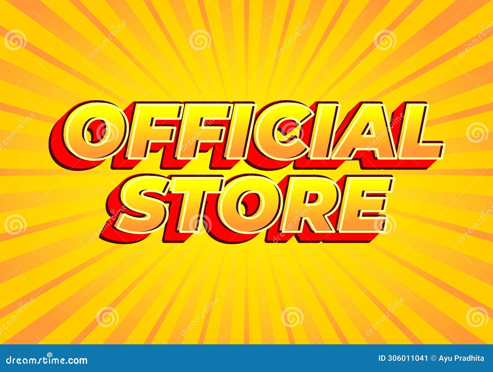 Official Store. Text Effect in Modern Look, Bright Yellow Red Color ...